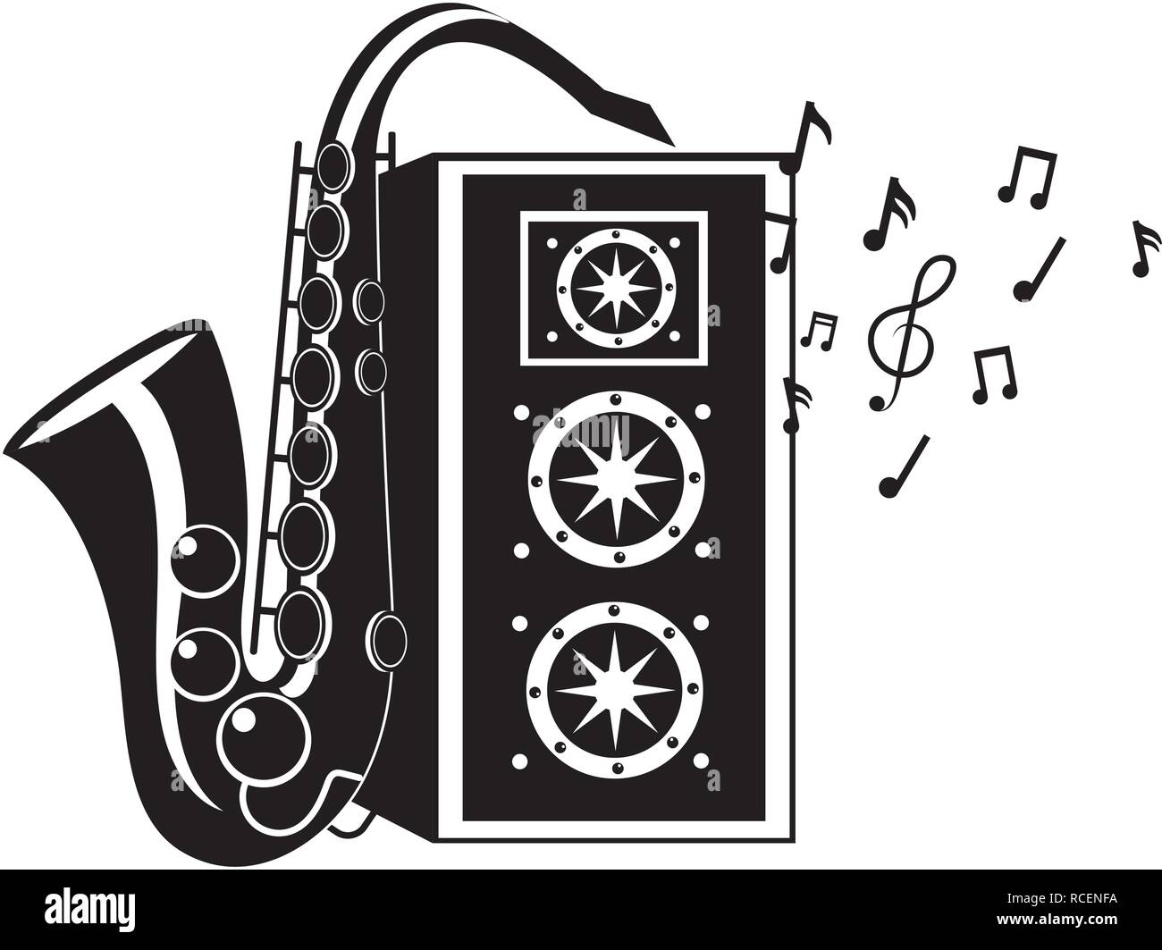 speaker box with saxophone Stock Vector Image & Art - Alamy