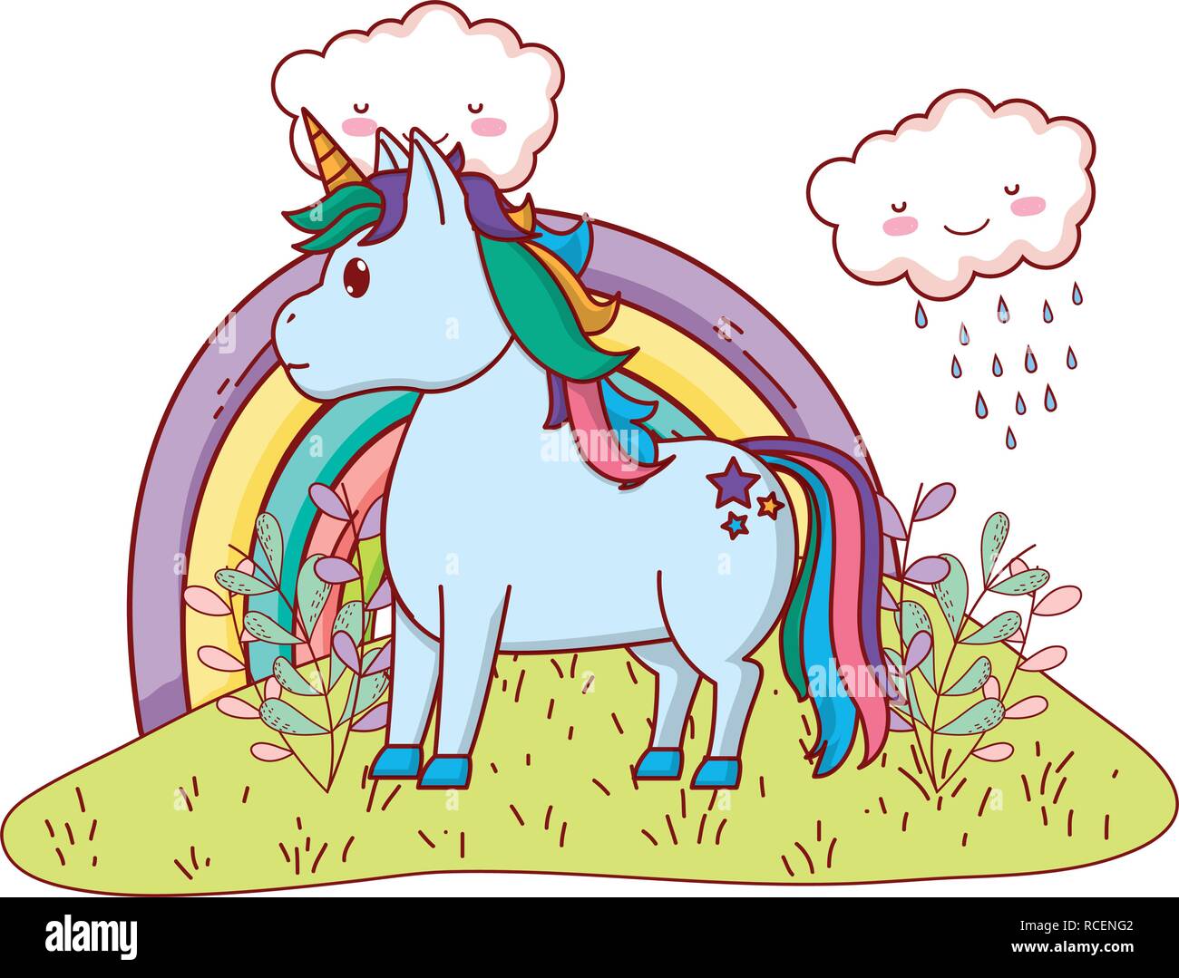 unicorn with rainbow Stock Vector Image & Art - Alamy