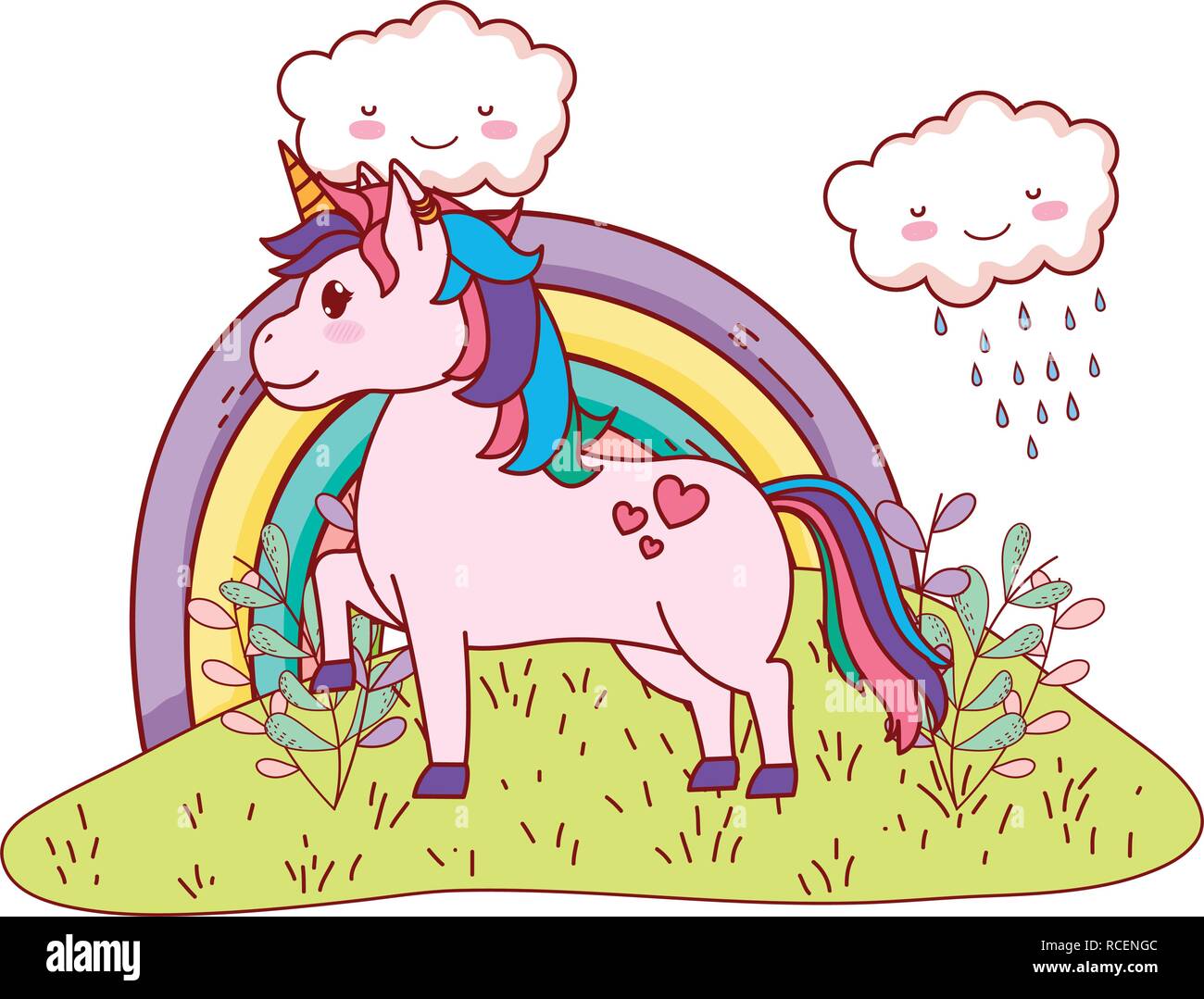 unicorn with rainbow Stock Vector Image & Art - Alamy