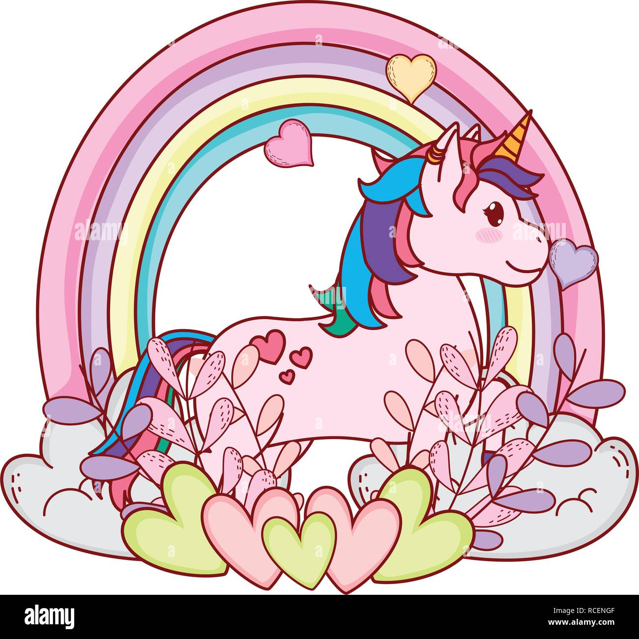 unicorn with rainbow Stock Vector Image & Art - Alamy