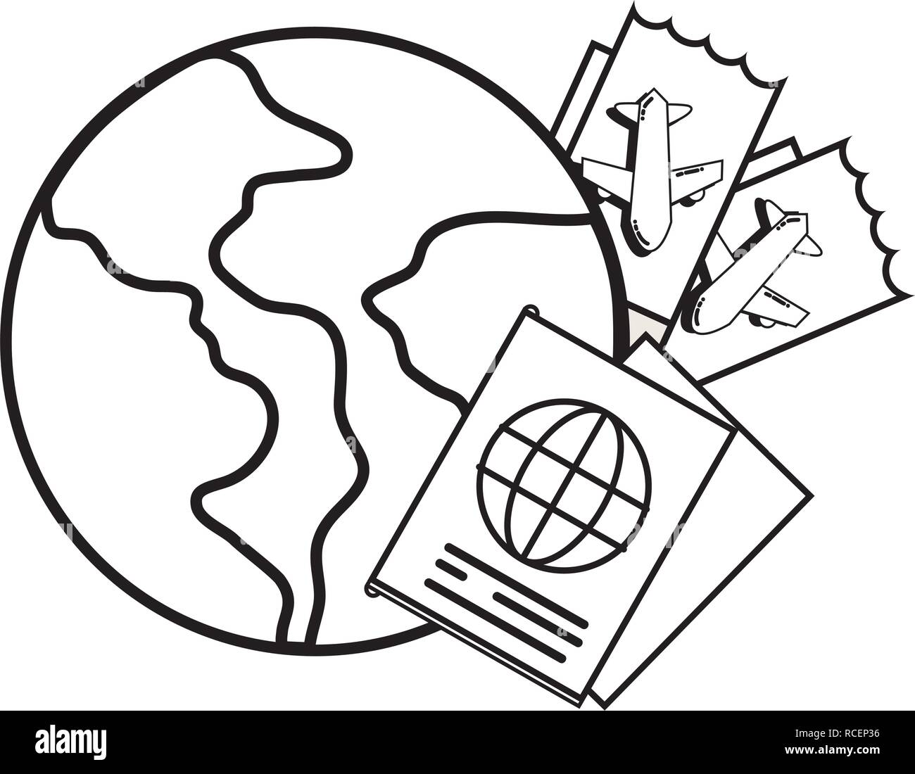 World map passport tickets Stock Vector Images - Alamy