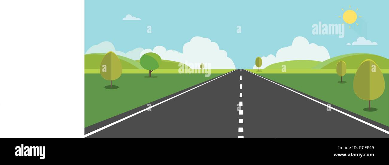 Road to nature backgroud vector illustration.Street with field , hills ...