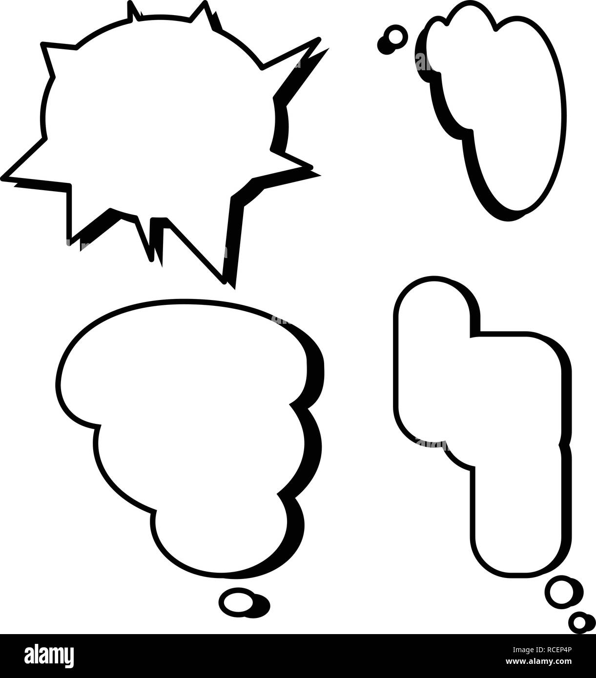 Comic speech text boxes set vector with isolated white background ...