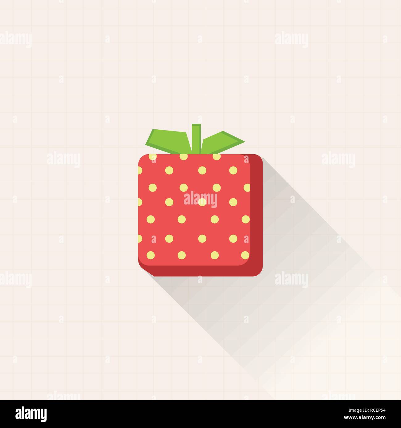 Design fresh strawberry icon with pastel grid background vector.3d ...