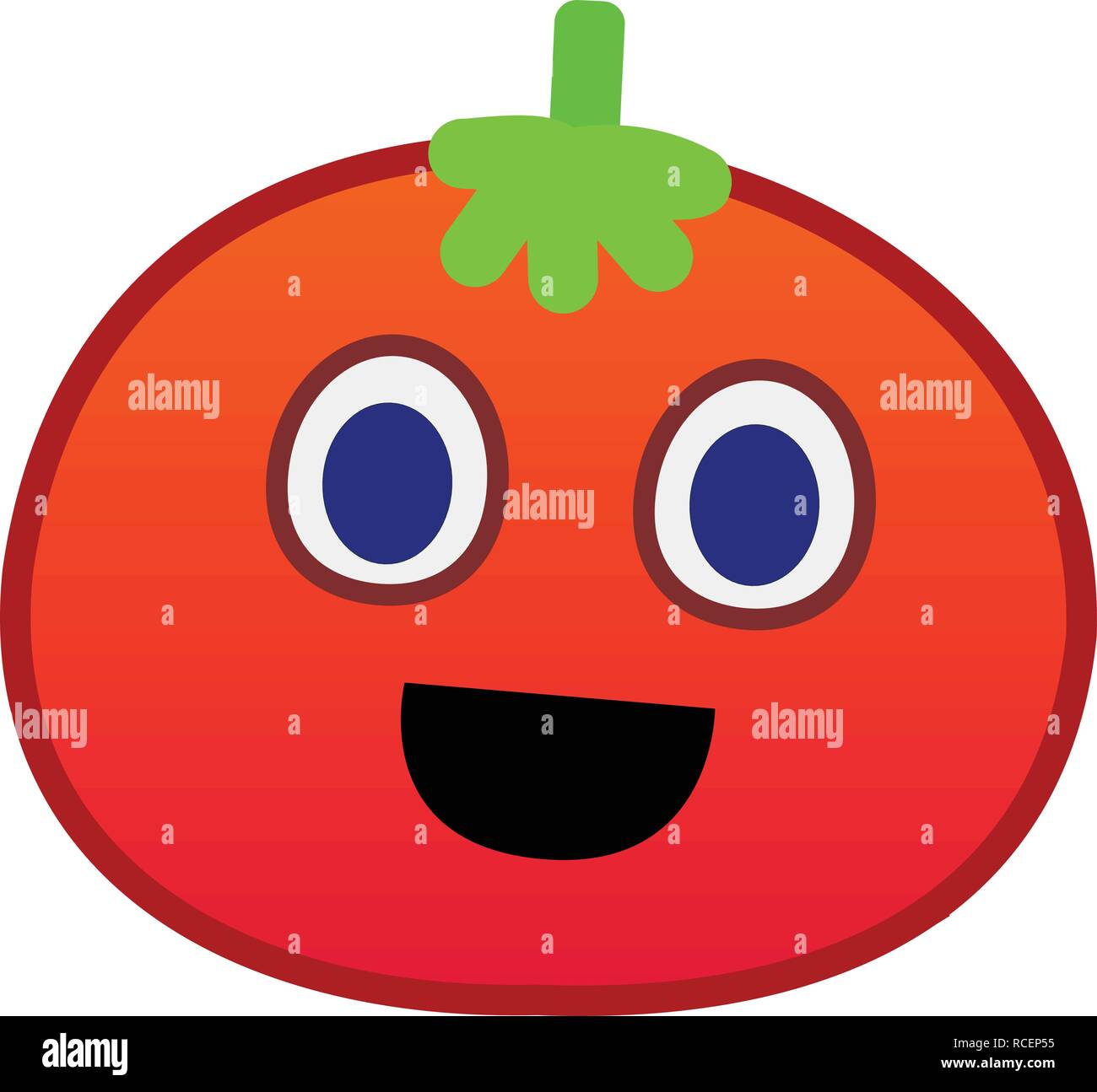 Cartoon tomato face emoji icon design vector.Smile face of tomato ...