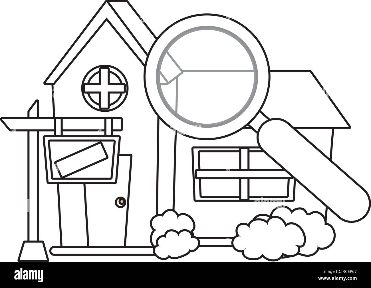 house with magnifying glass Stock Vector Image & Art - Alamy
