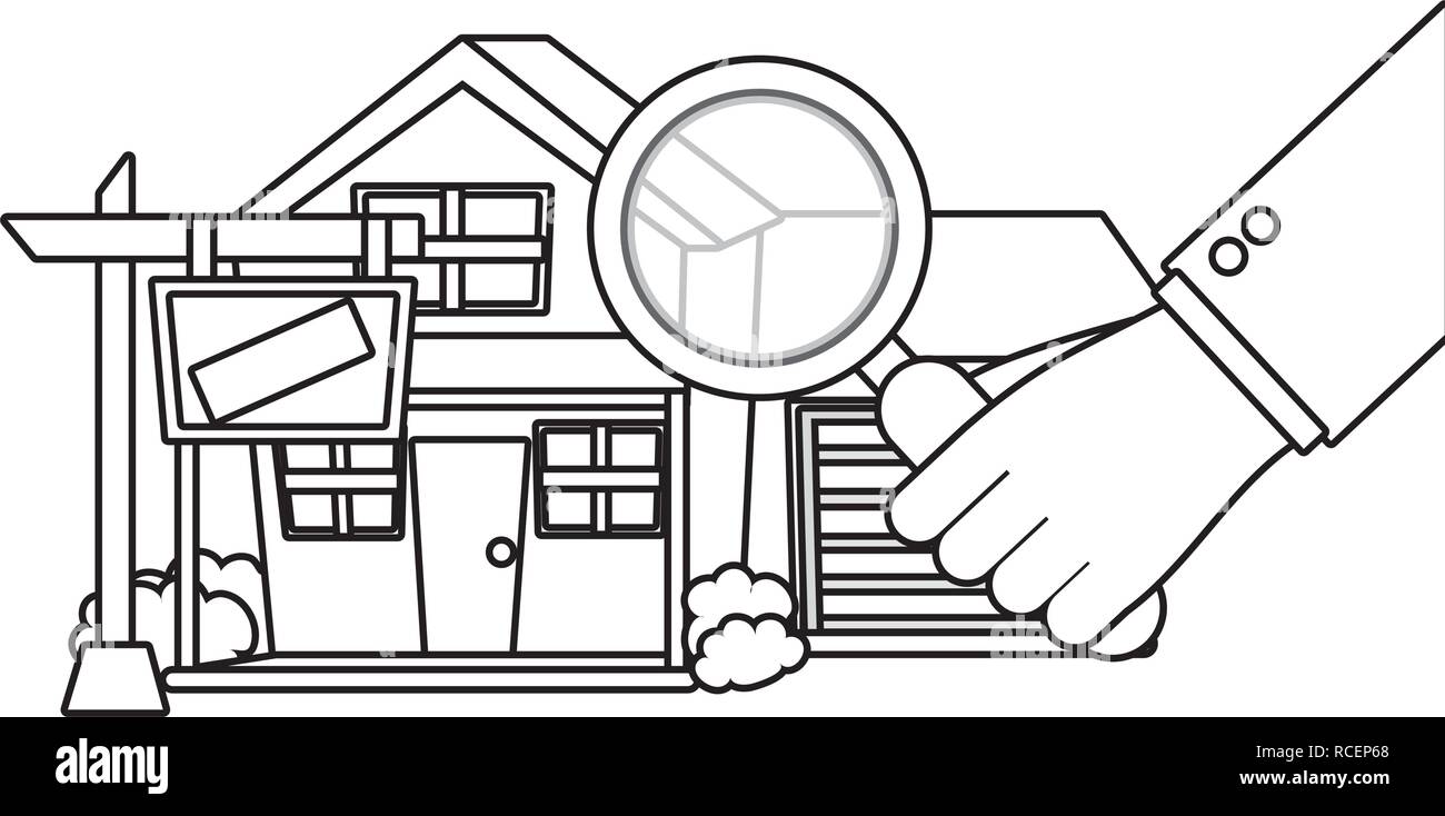 house with magnifying glass Stock Vector Image & Art - Alamy