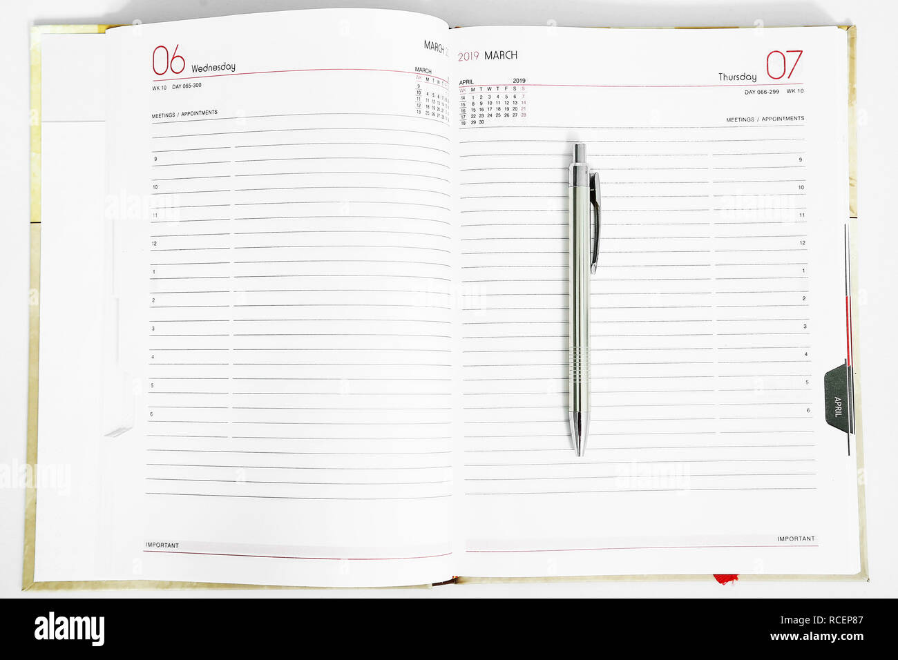 Blank diary with pen. Isolated on the white background Stock Photo - Alamy