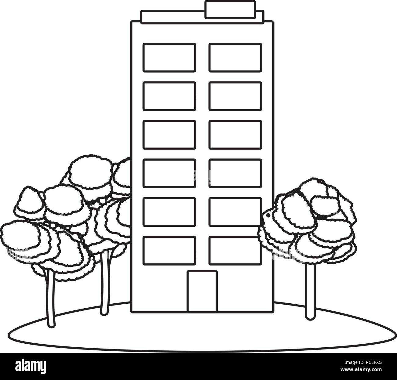 building with trees Stock Vector Image & Art - Alamy