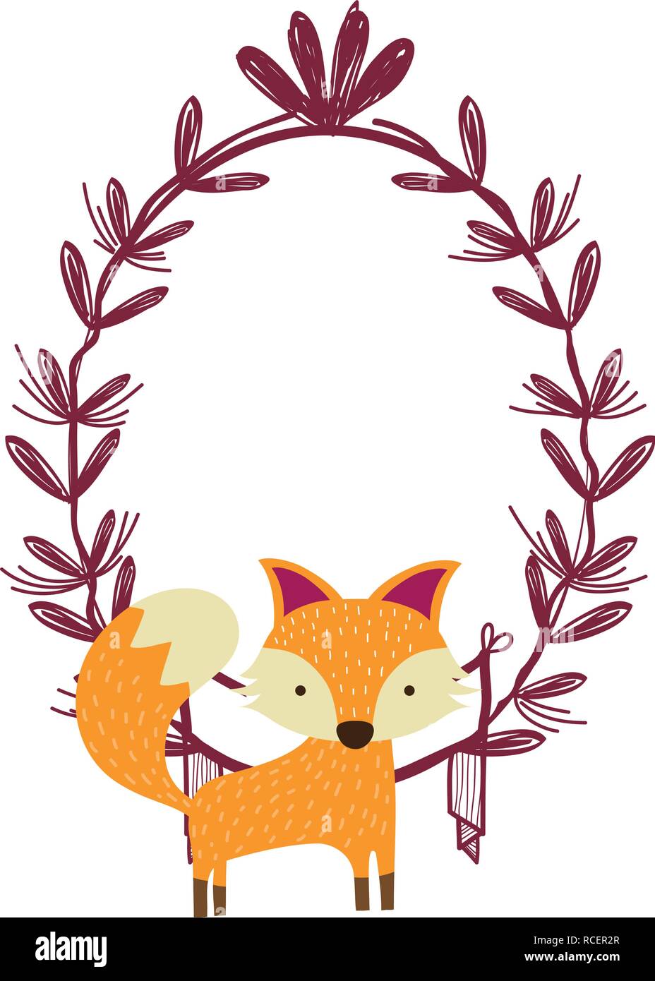 fox with leaves Stock Vector Image & Art - Alamy
