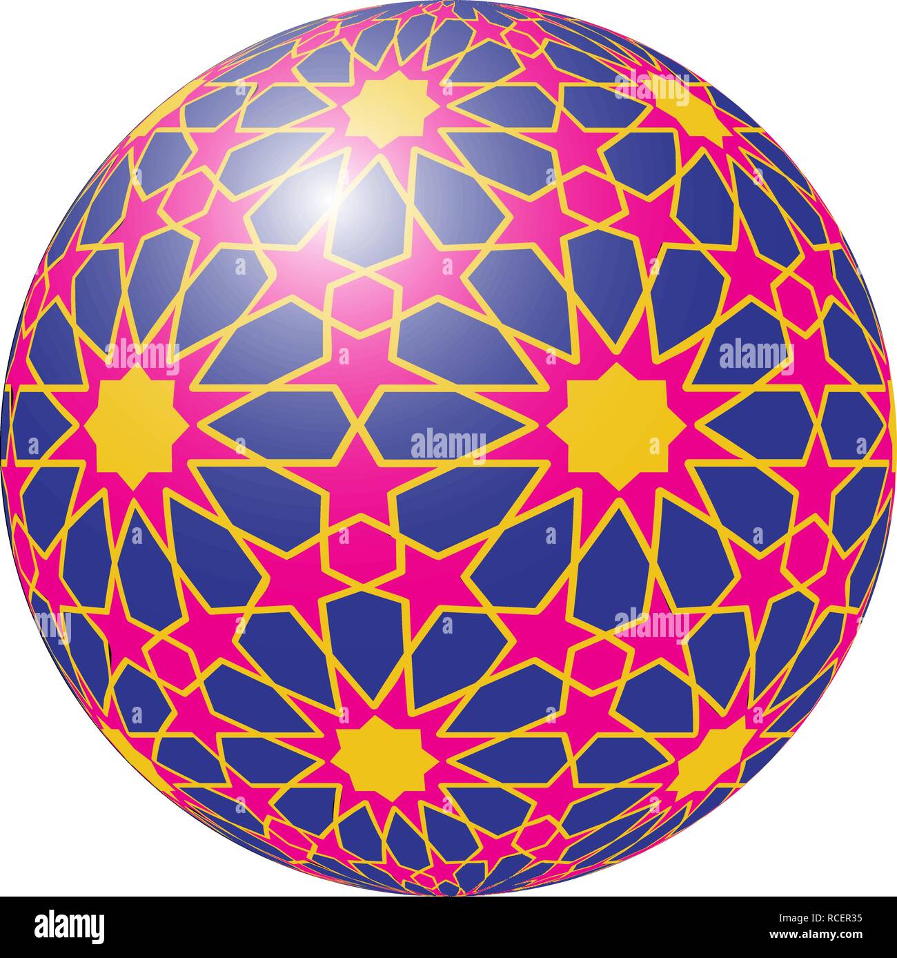 Hexagonal 3d sphere with islamic tessellation pattern. Vector ...