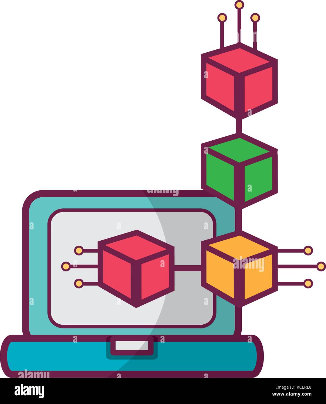 computer and nodes symbol Stock Vector Image & Art - Alamy