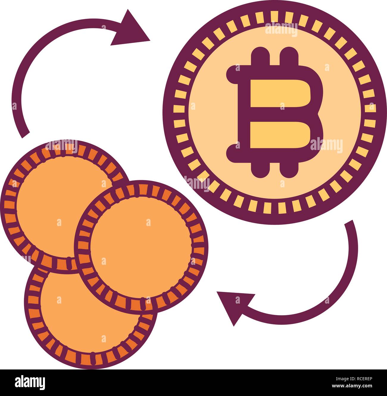 Cryptocurrency bitcoins golden coins Stock Vector Images - Alamy