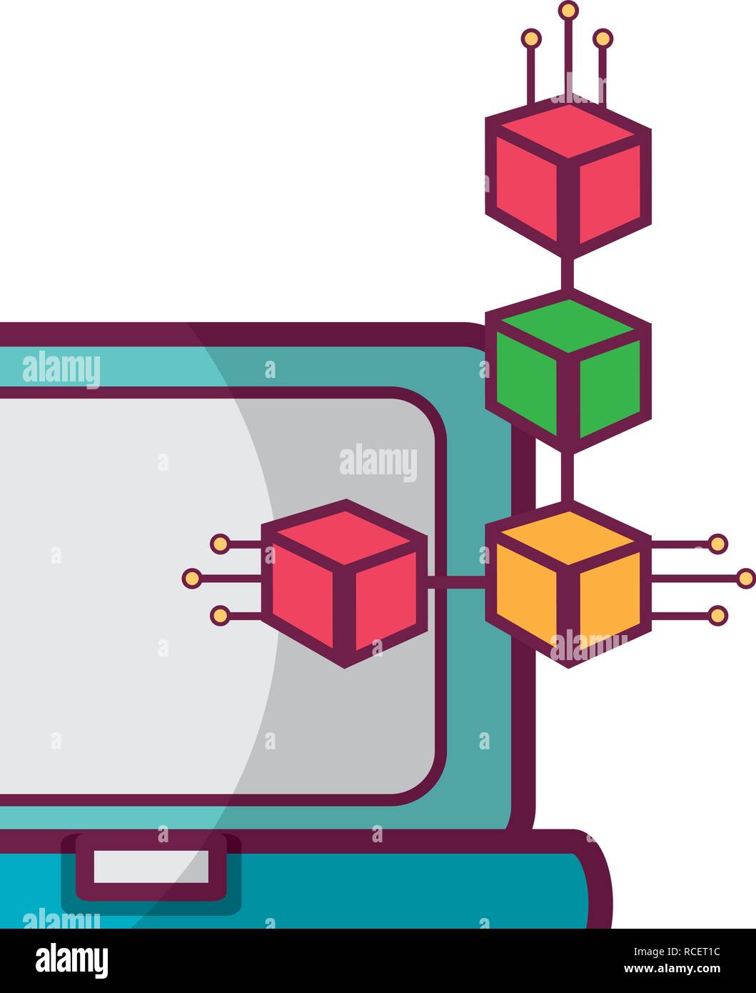 computer and nodes symbol Stock Vector Image & Art - Alamy