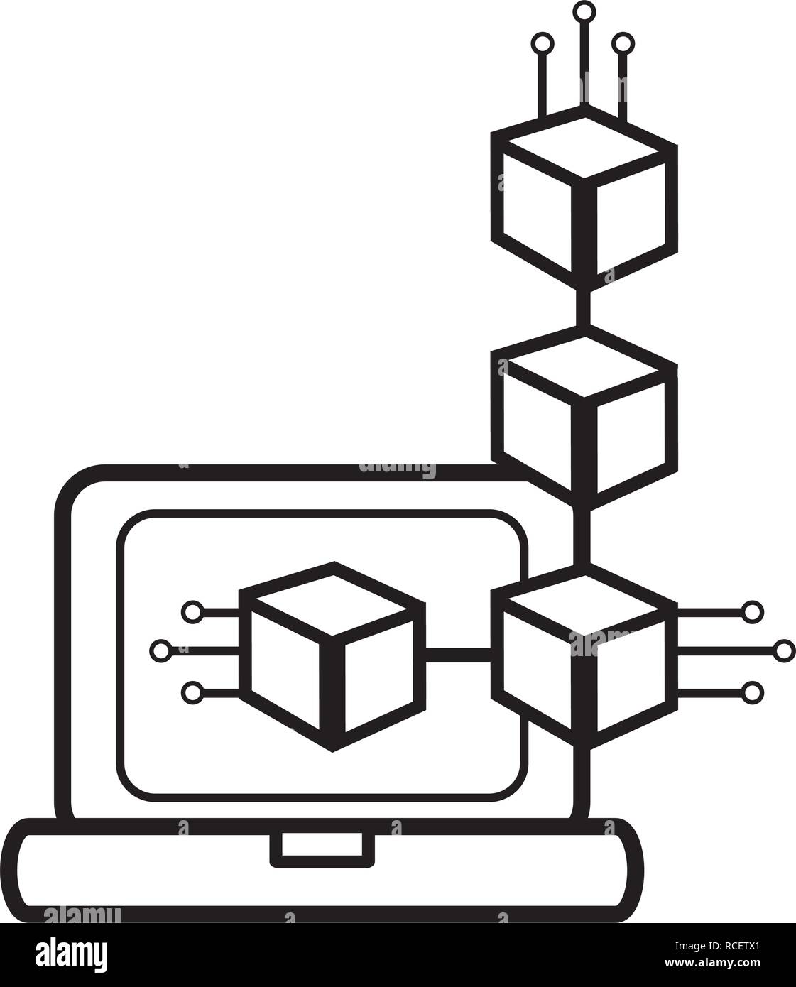 computer and nodes symbol black and white Stock Vector Image & Art - Alamy