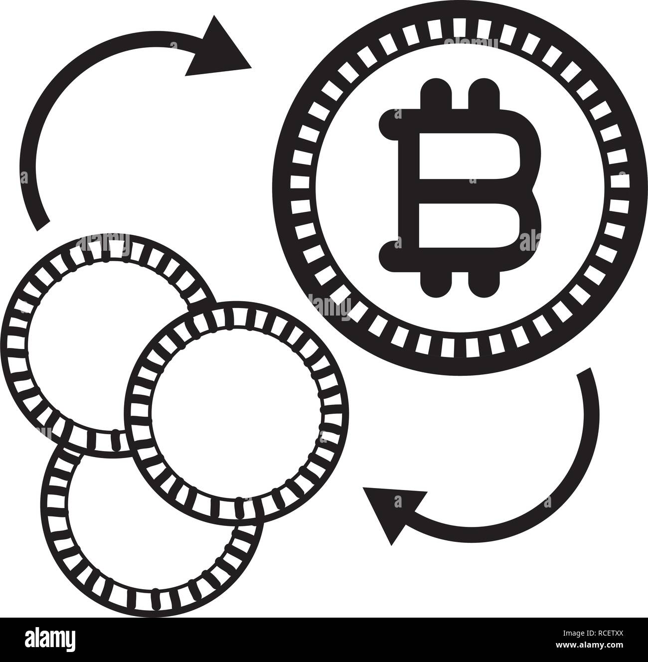 bitcoins and coins icon black and white Stock Vector Image & Art - Alamy