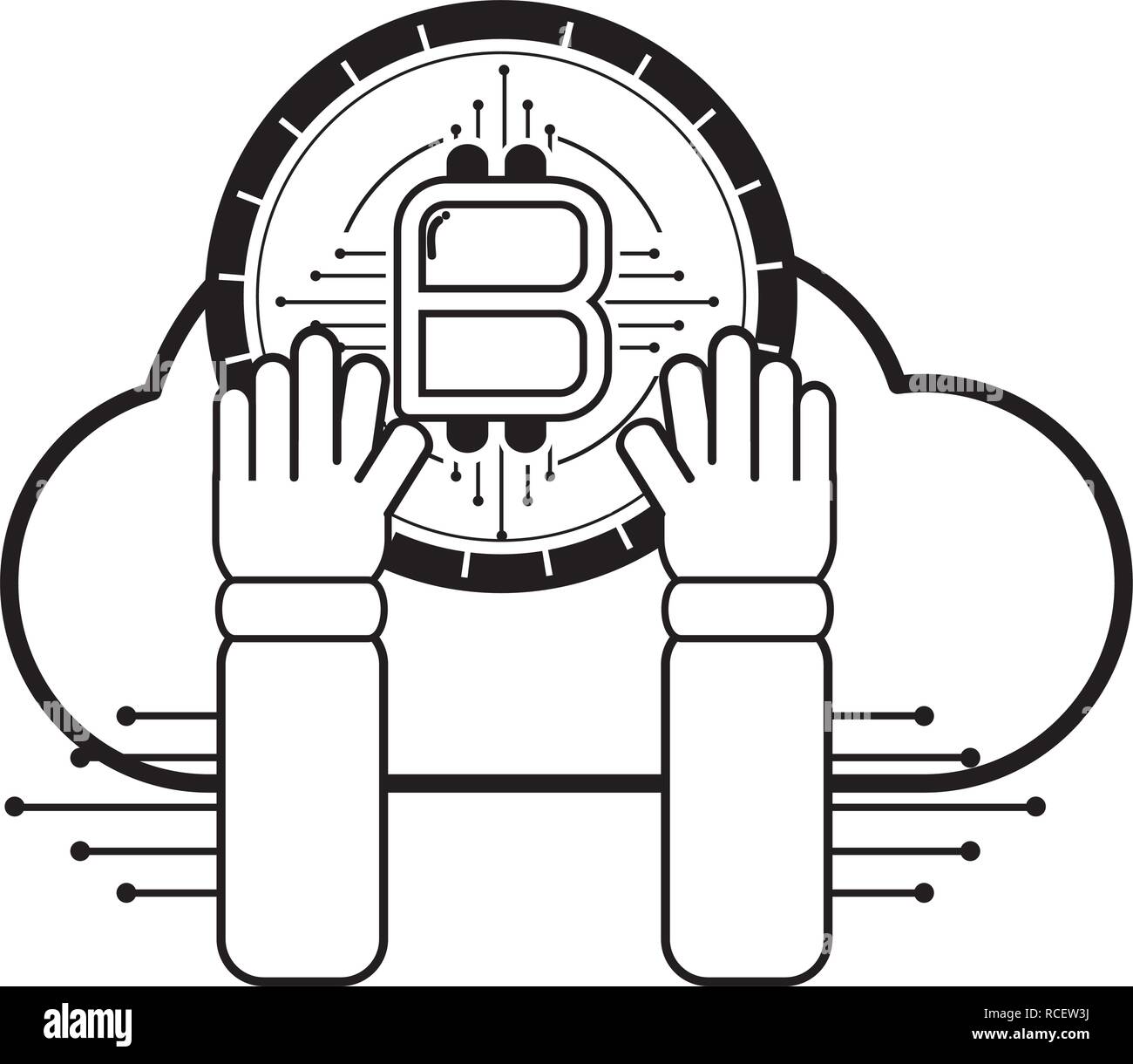 Bitcoins hand holding black Stock Vector Images - Alamy