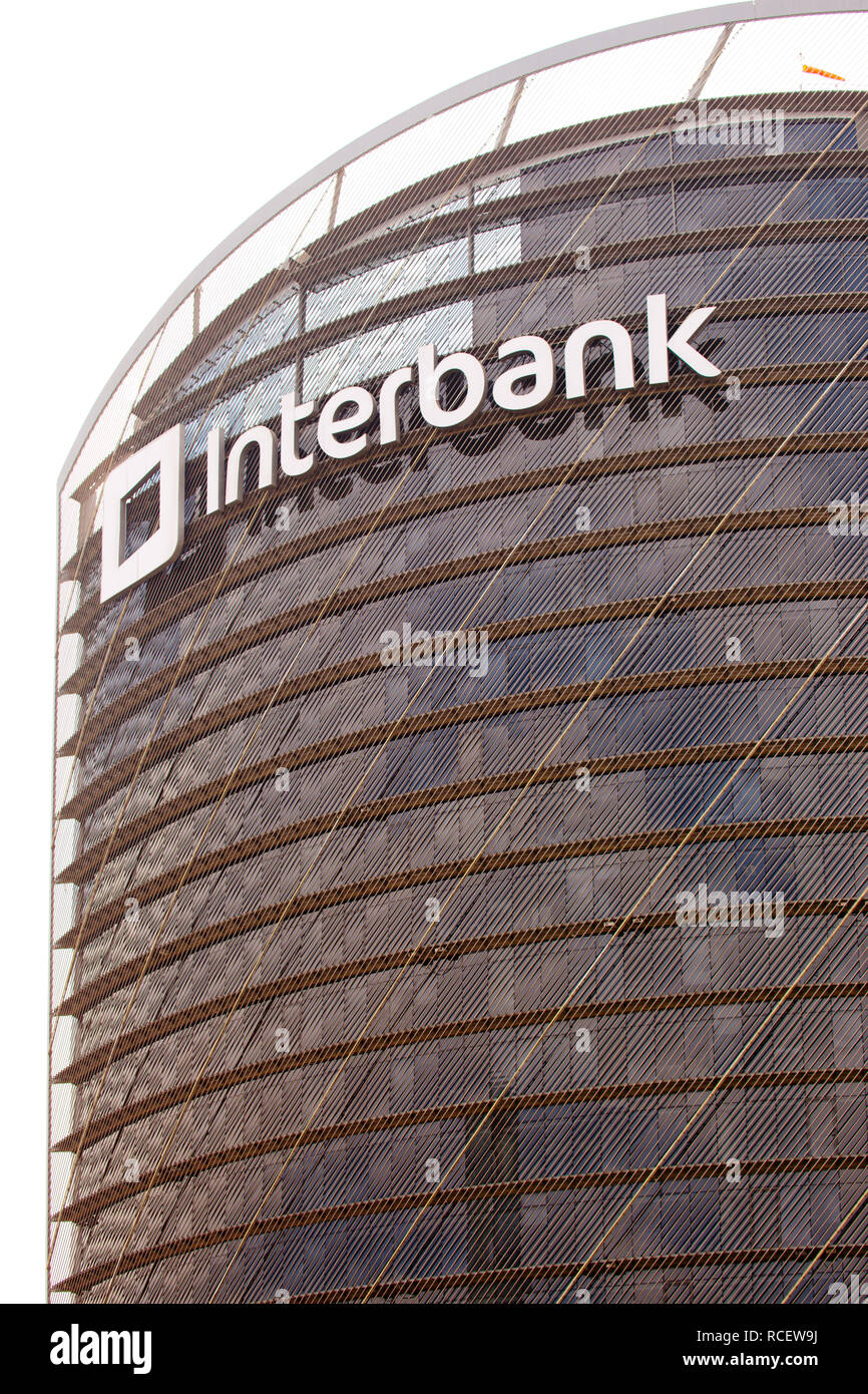 Interbank sign on its building in Lima at 2011 Stock Photo - Alamy