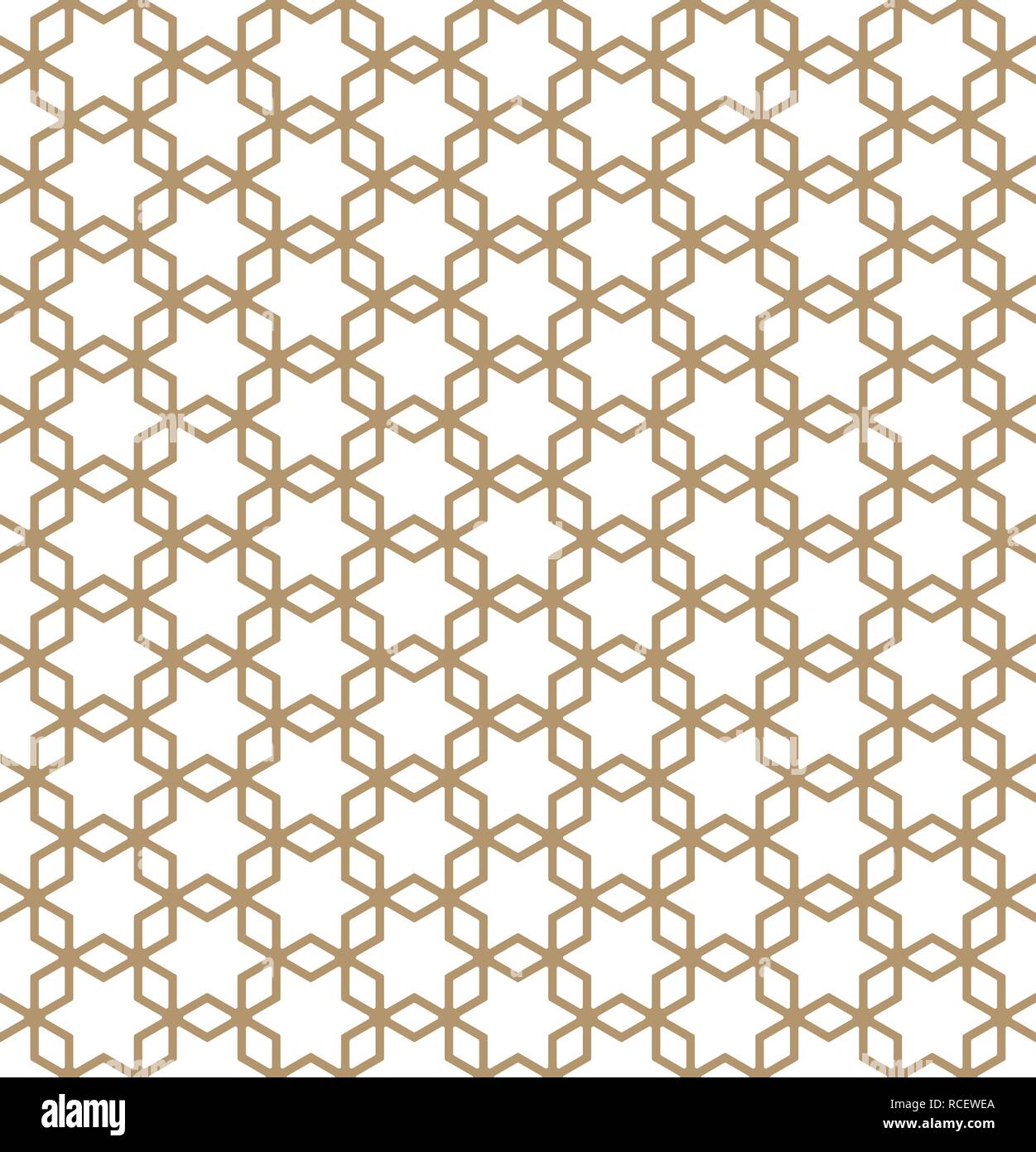 Seamless pattern based on Japanese ornament Kumiko.Golden color.Rounded ...