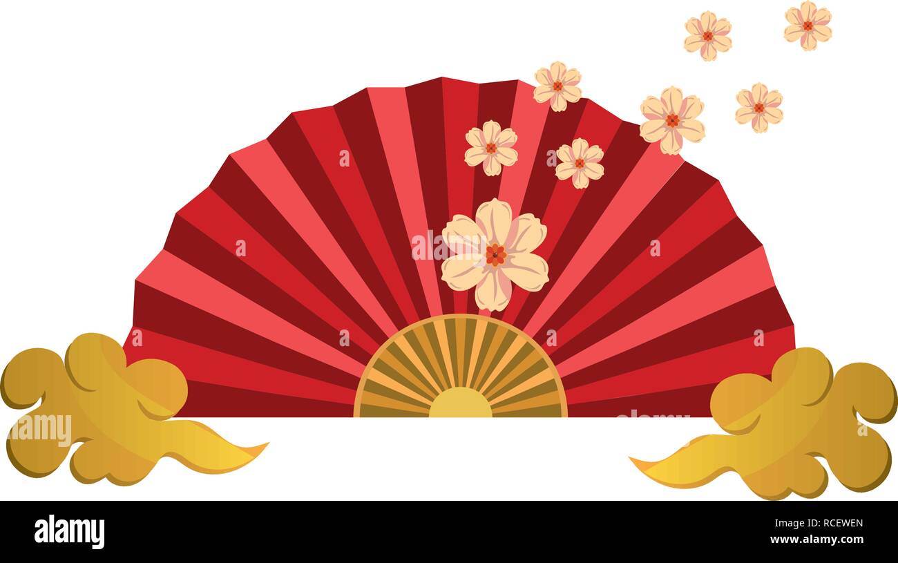 chinese fan and clouds Stock Vector Image & Art - Alamy