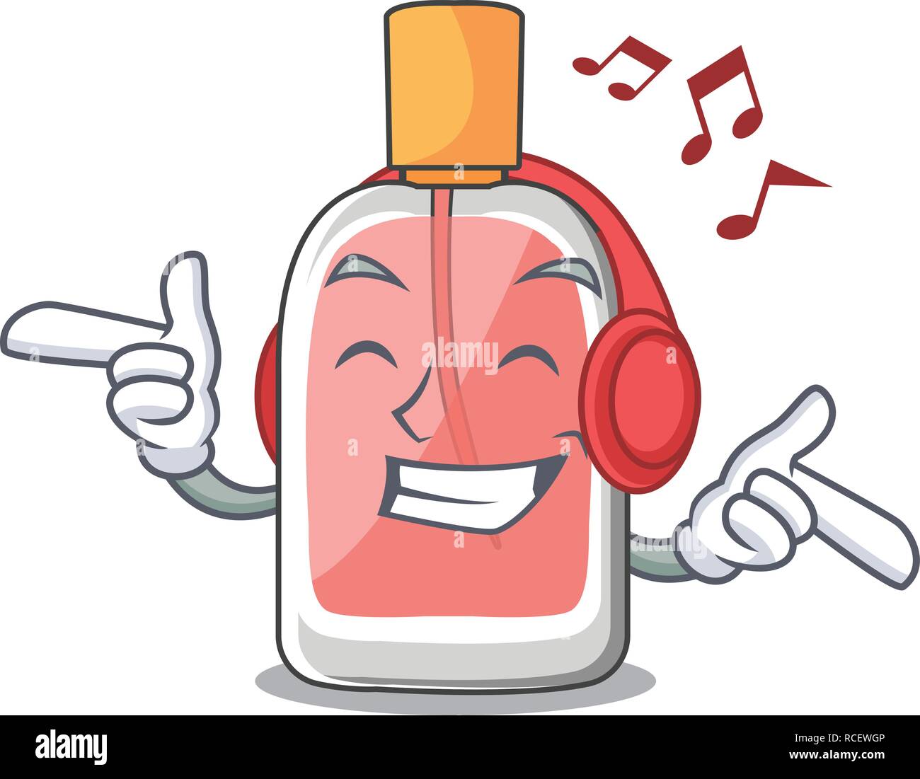 Listening music perfume bottle on the character table Stock Vector ...