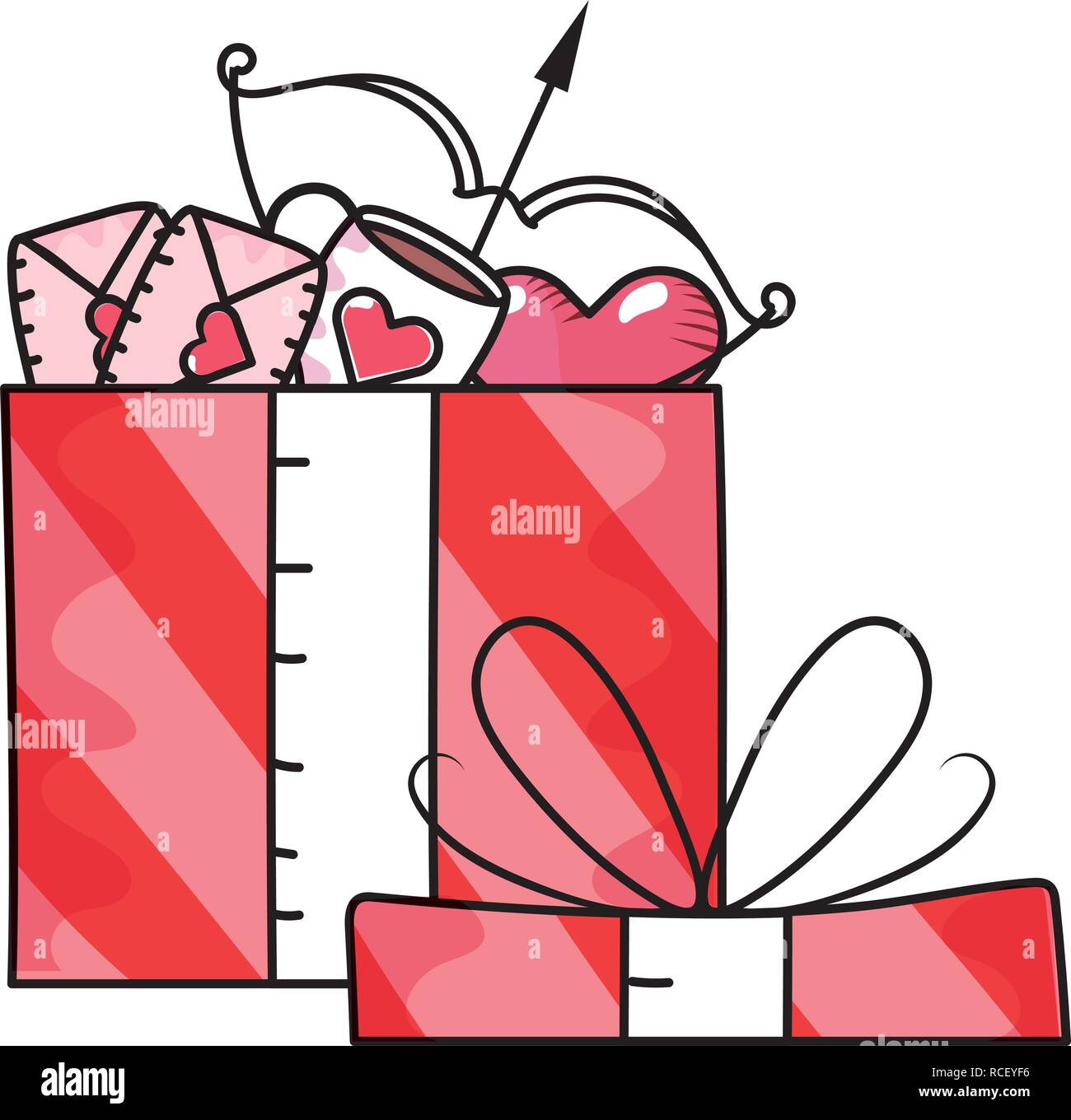 valentines gift box cartoon Stock Vector Image & Art - Alamy