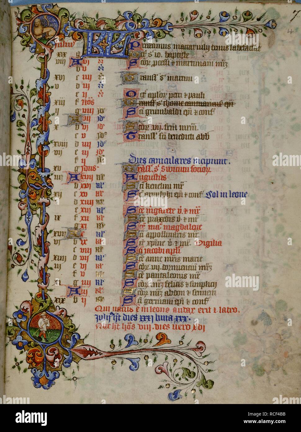 Calendar page for July. Hours of Elizabeth the Queen. England [London ...
