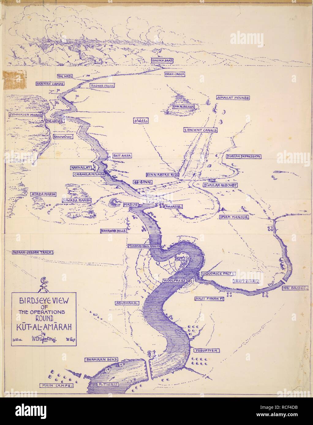 The operations round Kut-al-amara. 1816. Bird's eye view of the ...