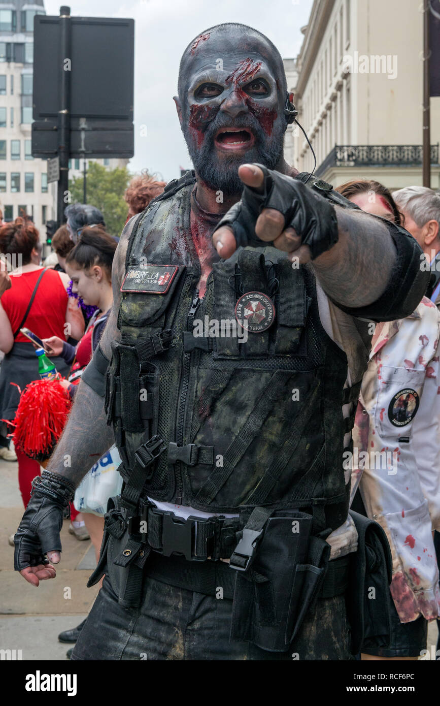 Participant In Full Makeup and Costume At The Annual World Zombie Day ...