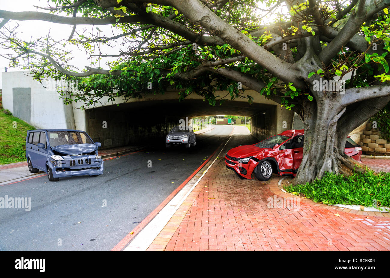 Car crashed into tree hi-res stock photography and images - Alamy