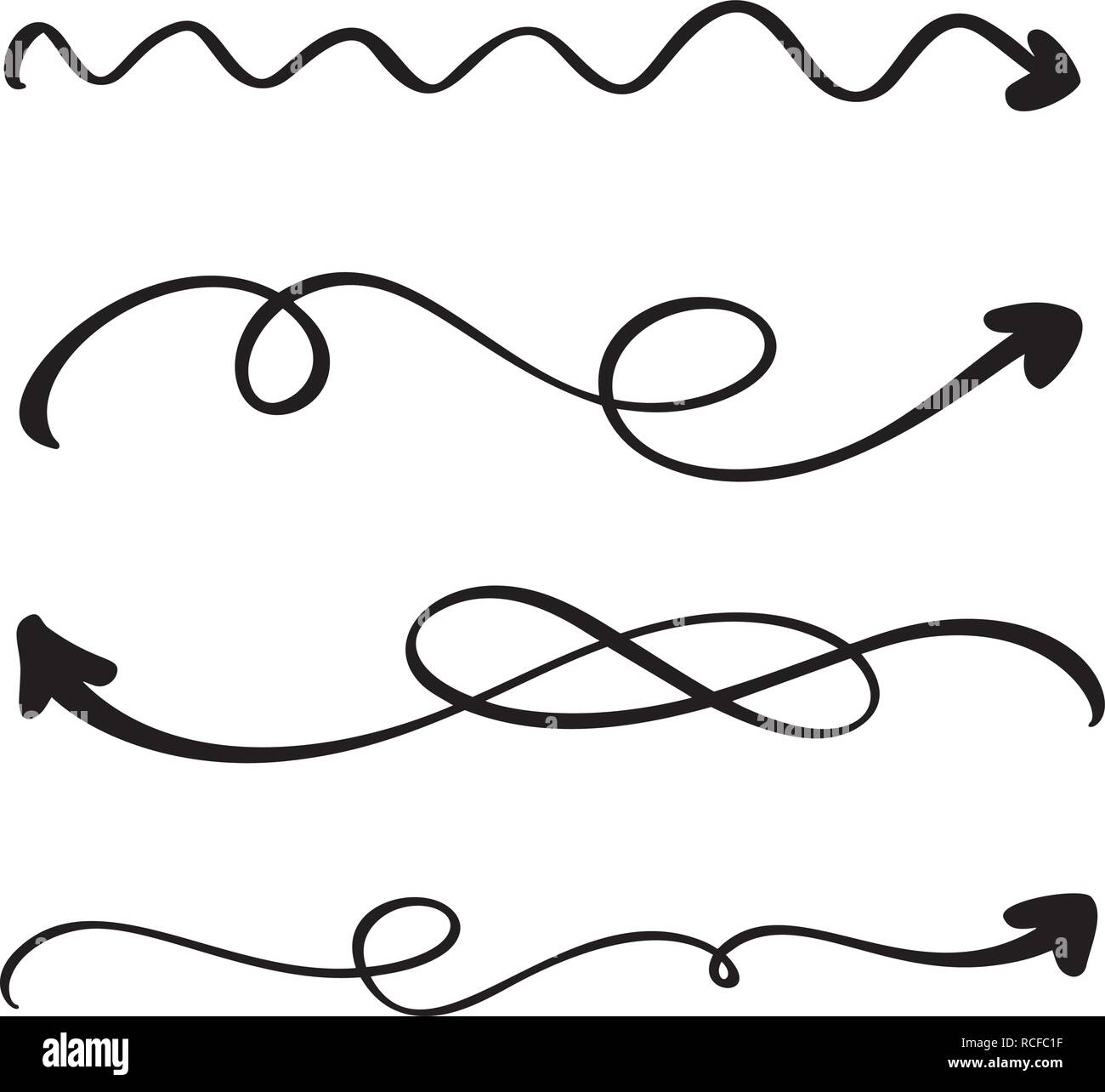 Abstract Vector Arrows set. Doodle hand made marker style. Isolated ...