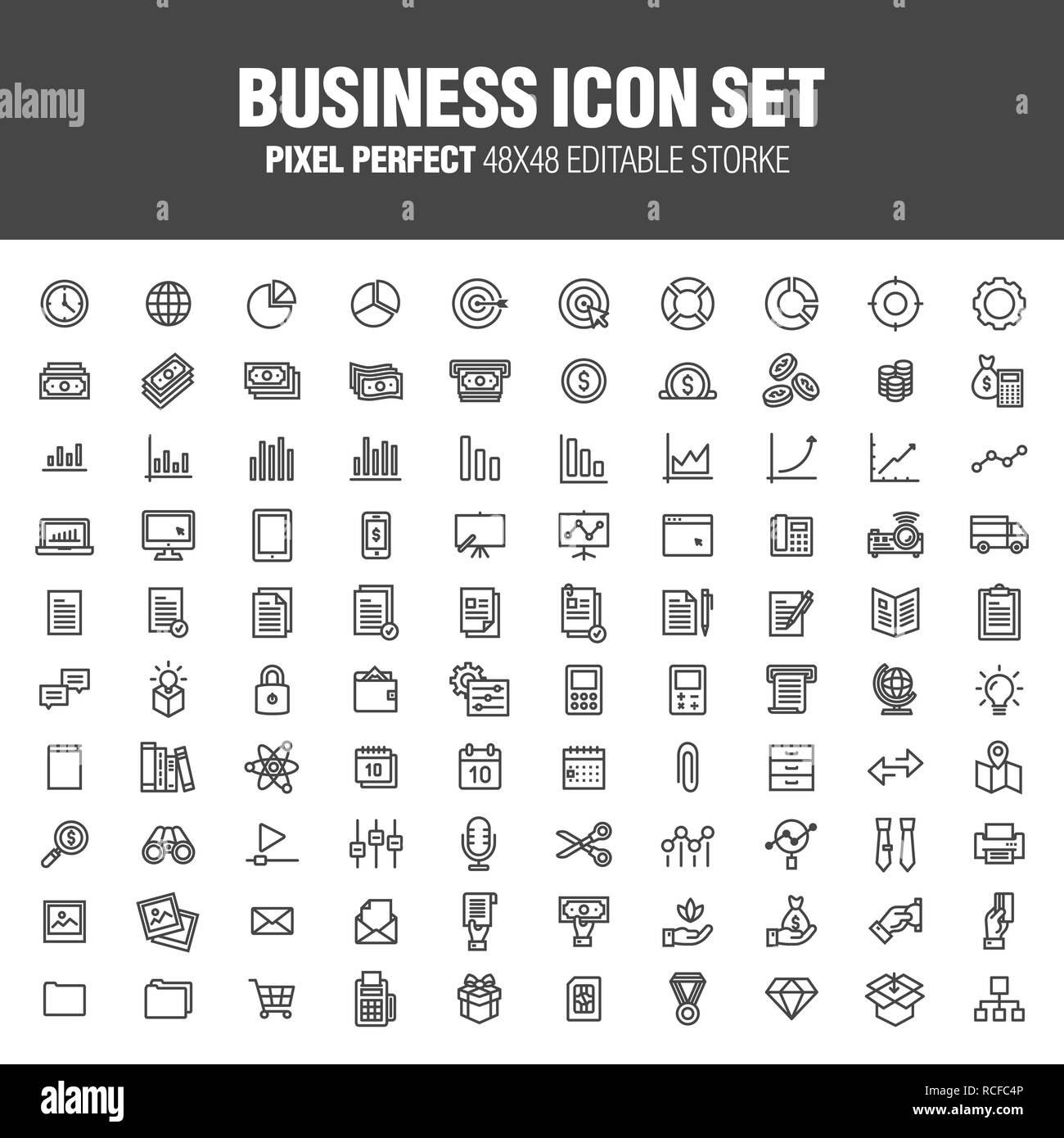 100 icons office hi-res stock photography and images - Alamy