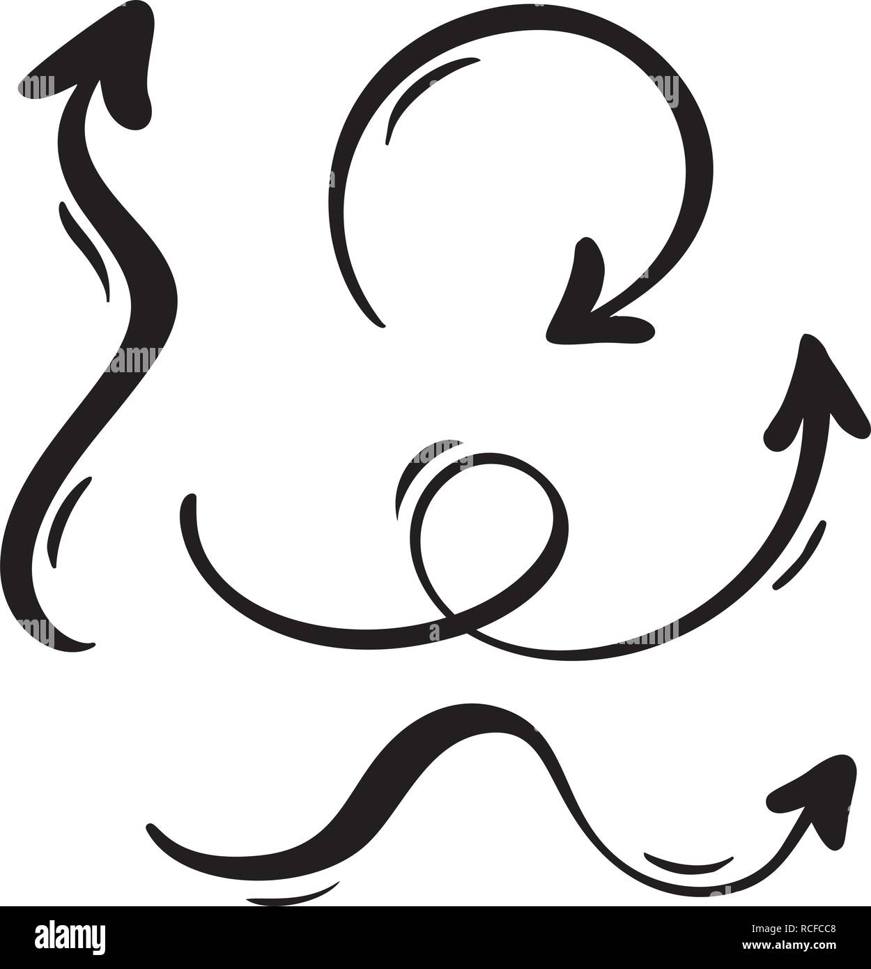 Abstract Vector Arrows set. Doodle hand made marker style. Isolated ...