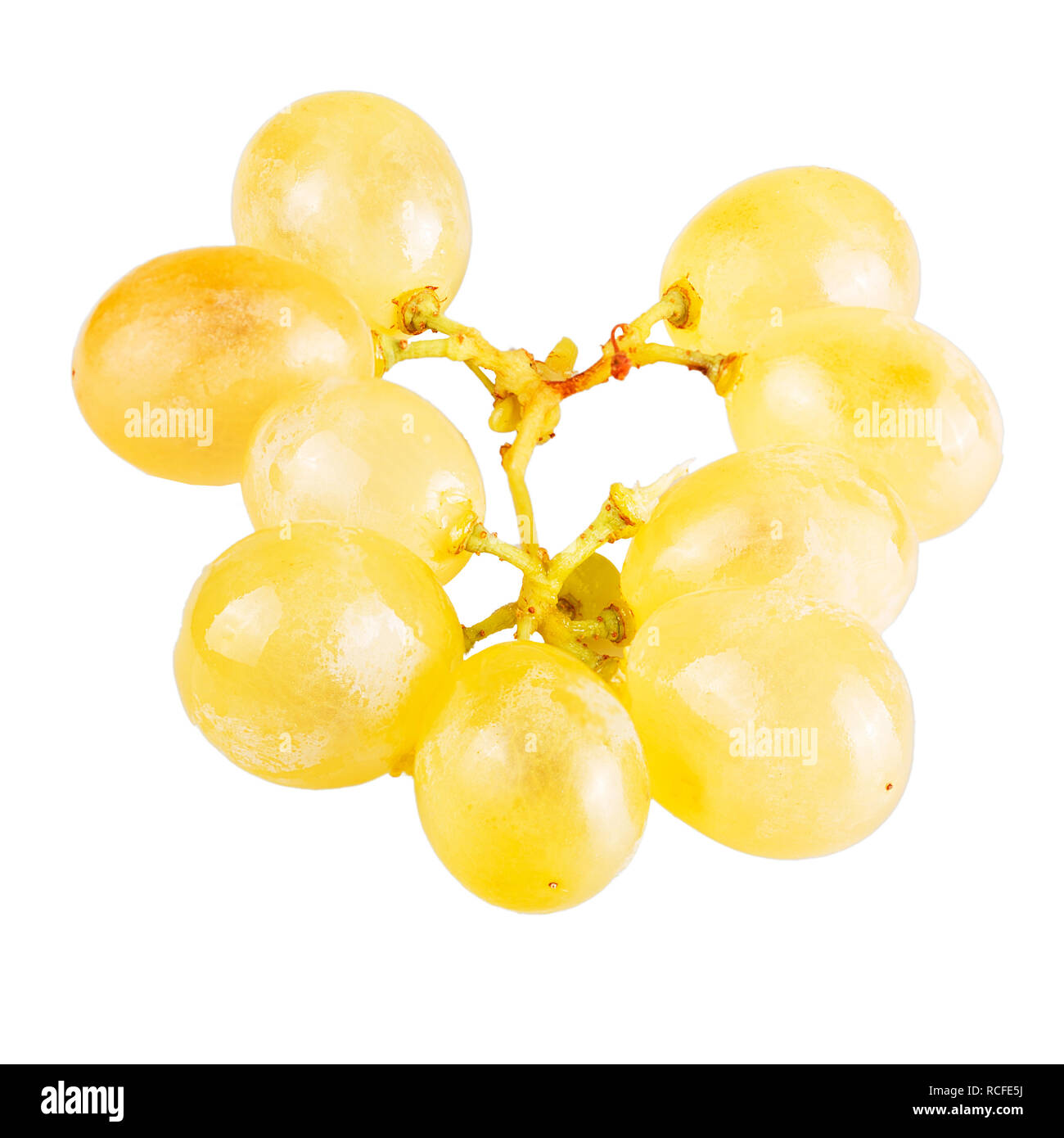 Ripe yellow grape isolated on white. With clipping path. Full depth of ...