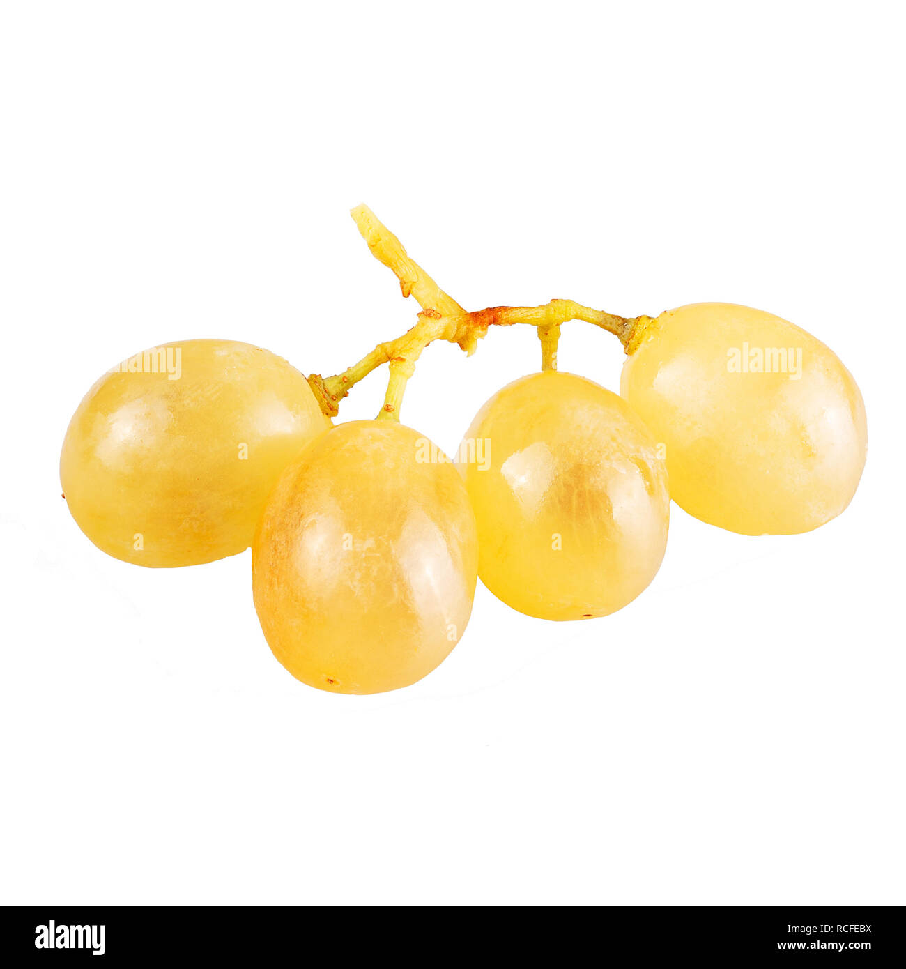 Ripe yellow grape isolated on white. With clipping path. Full depth of ...