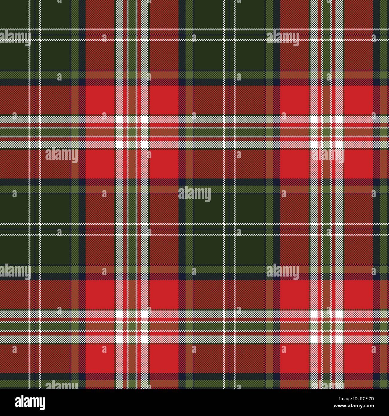 Red green plaid seamless fabric texture. Vector illustration Stock ...