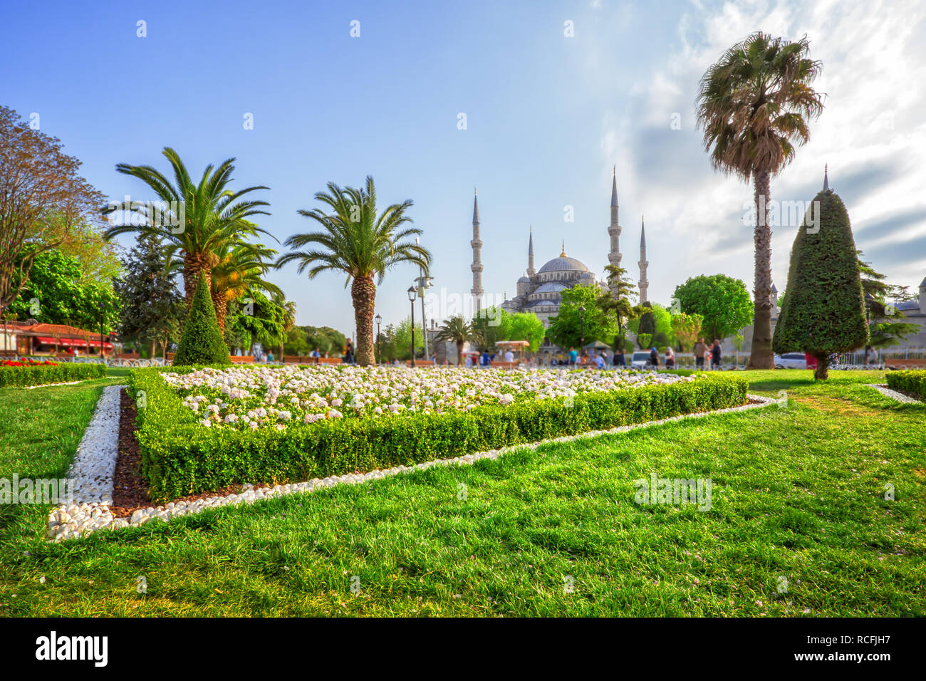 Lawn in front of Sultan Ahmed or Blue Mosque in Istanbul, Turkey Stock ...