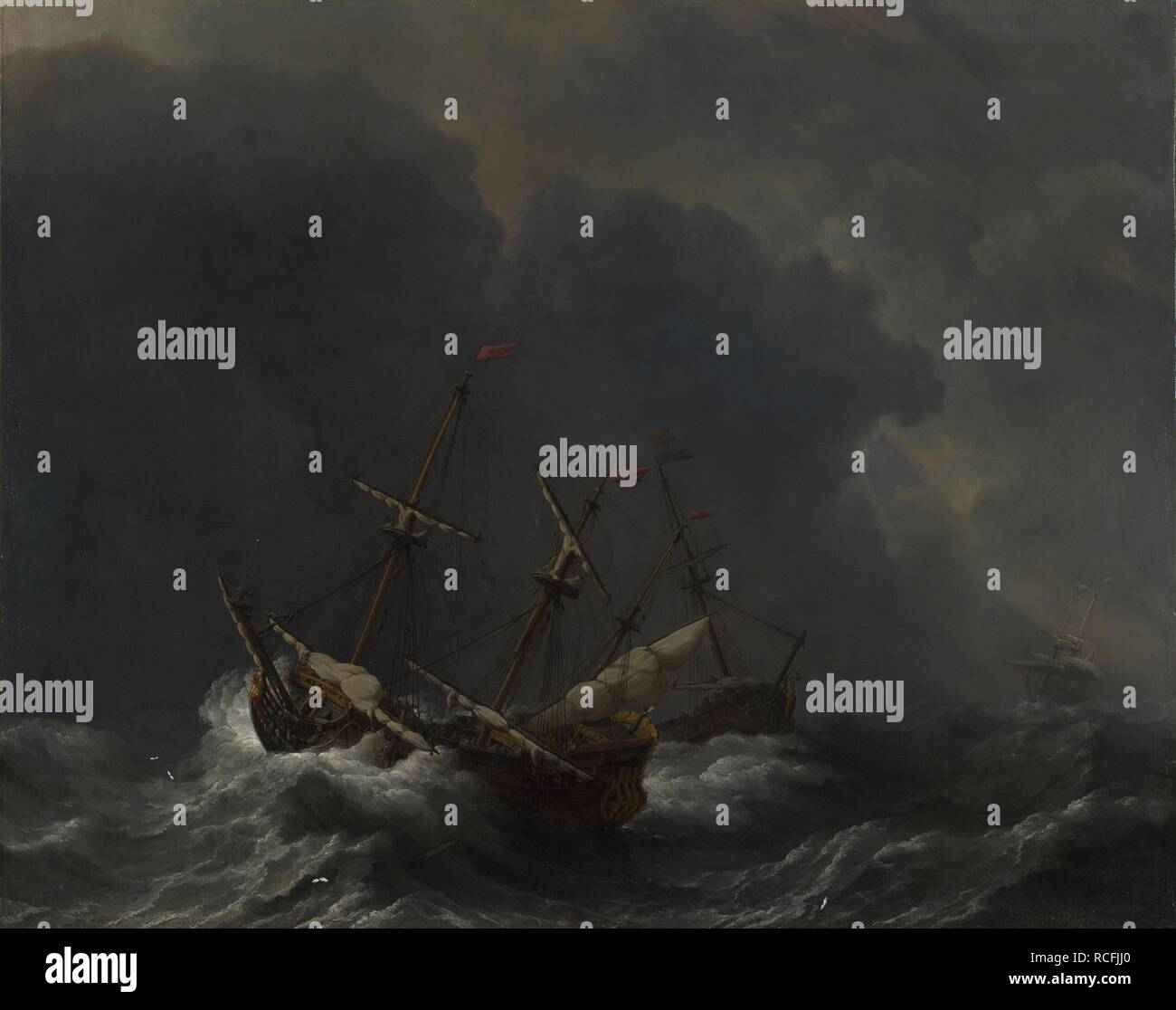 Three Ships in a Gale. Museum: National Gallery, London. Author: Willem ...
