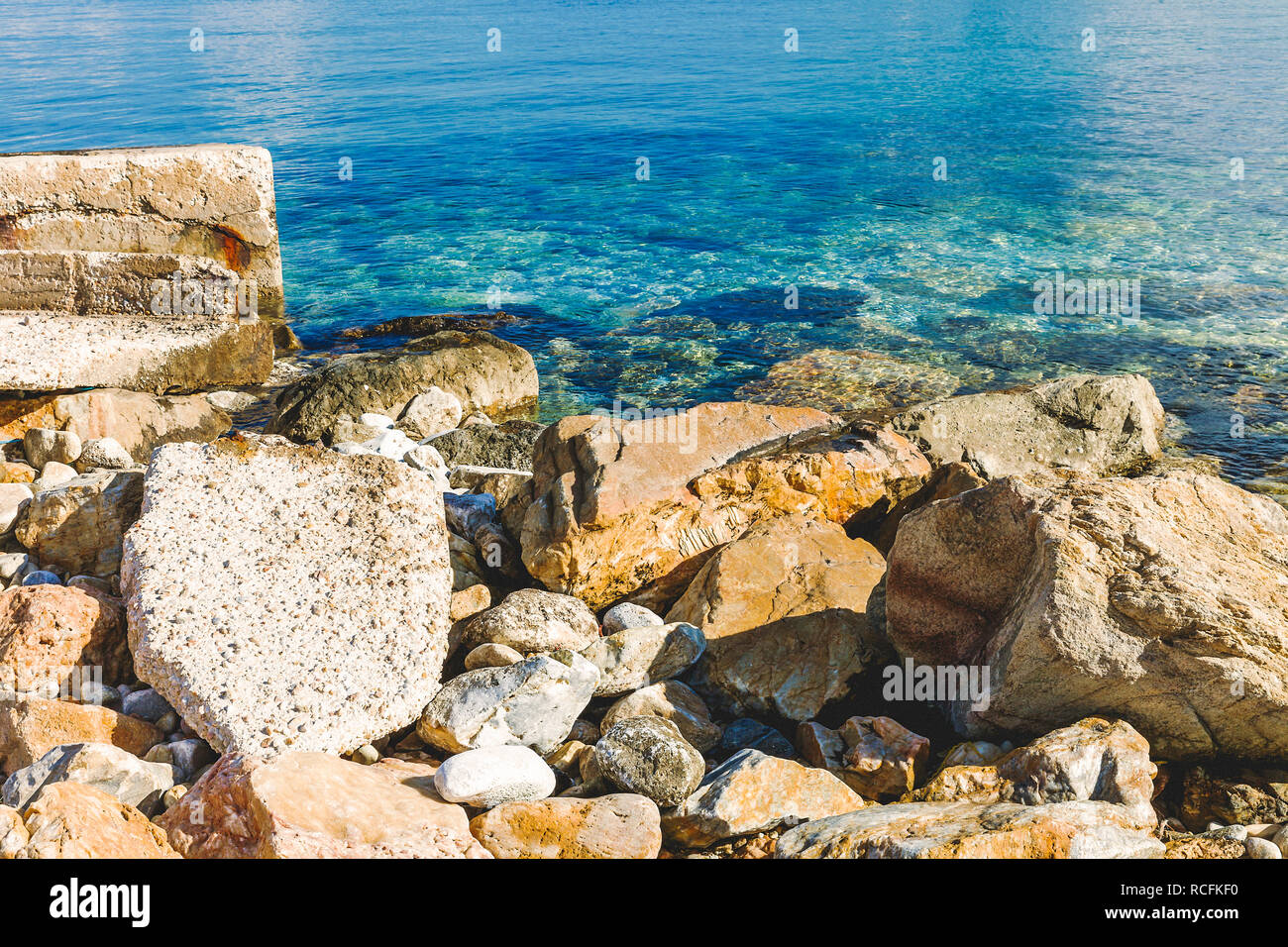 Seashore with Rocks close-up. Stock Image Stock Photo - Alamy