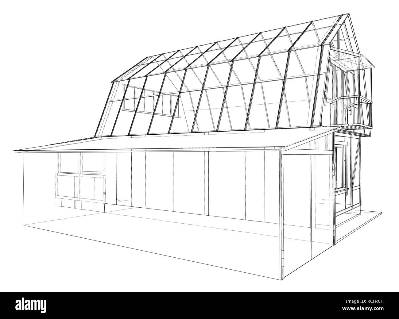 House sketch. Vector rendering of 3d Stock Vector Image & Art - Alamy
