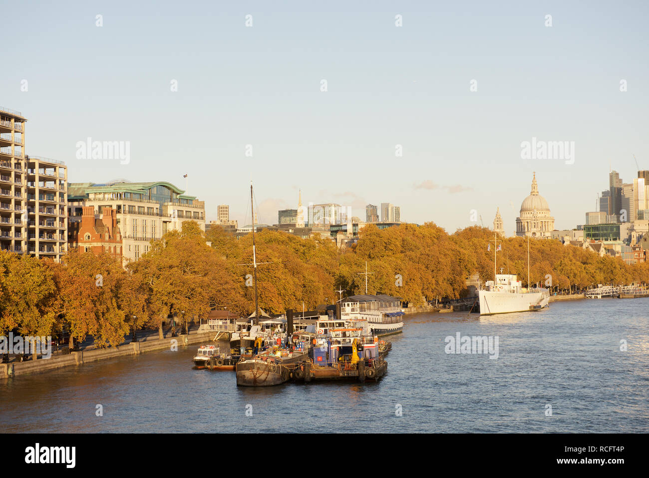Boats and Trees by the River Thames in London Stock Photo - Alamy