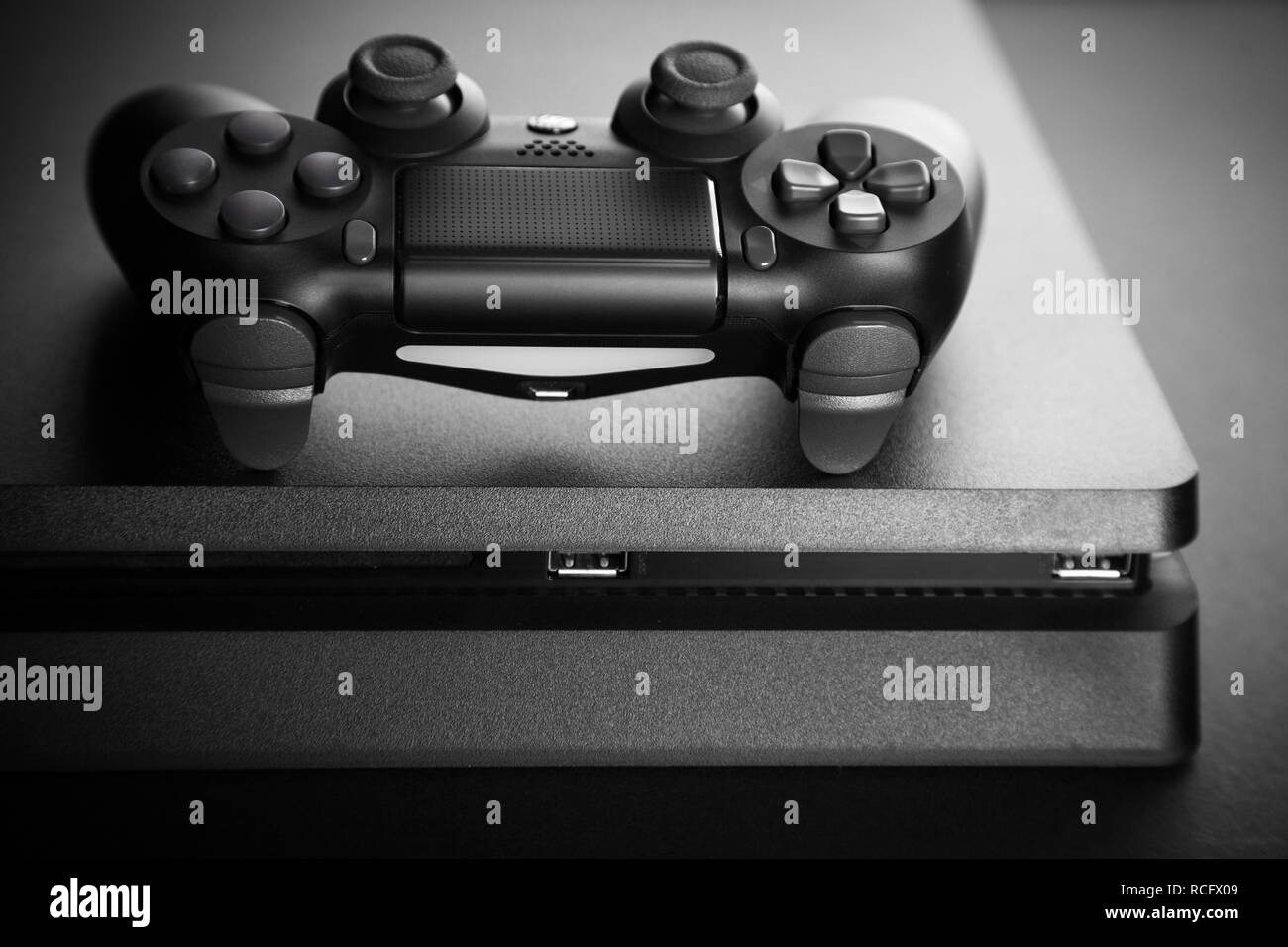 Gaming console with a wireless controller Stock Photo - Alamy