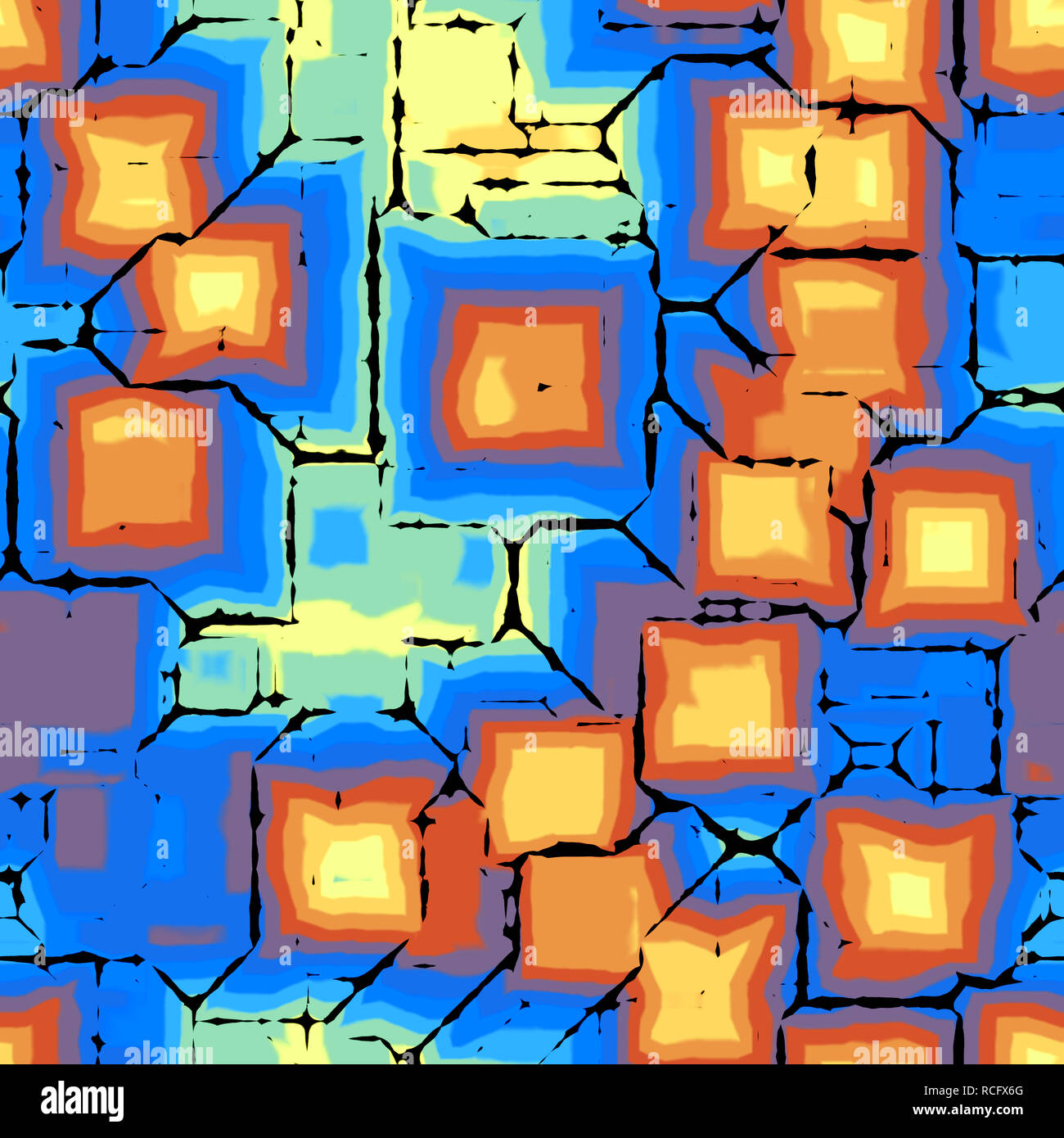 Abstract Seamless Blue Orange Yellow Violet paint square blobs texture background Stock Photo ...
