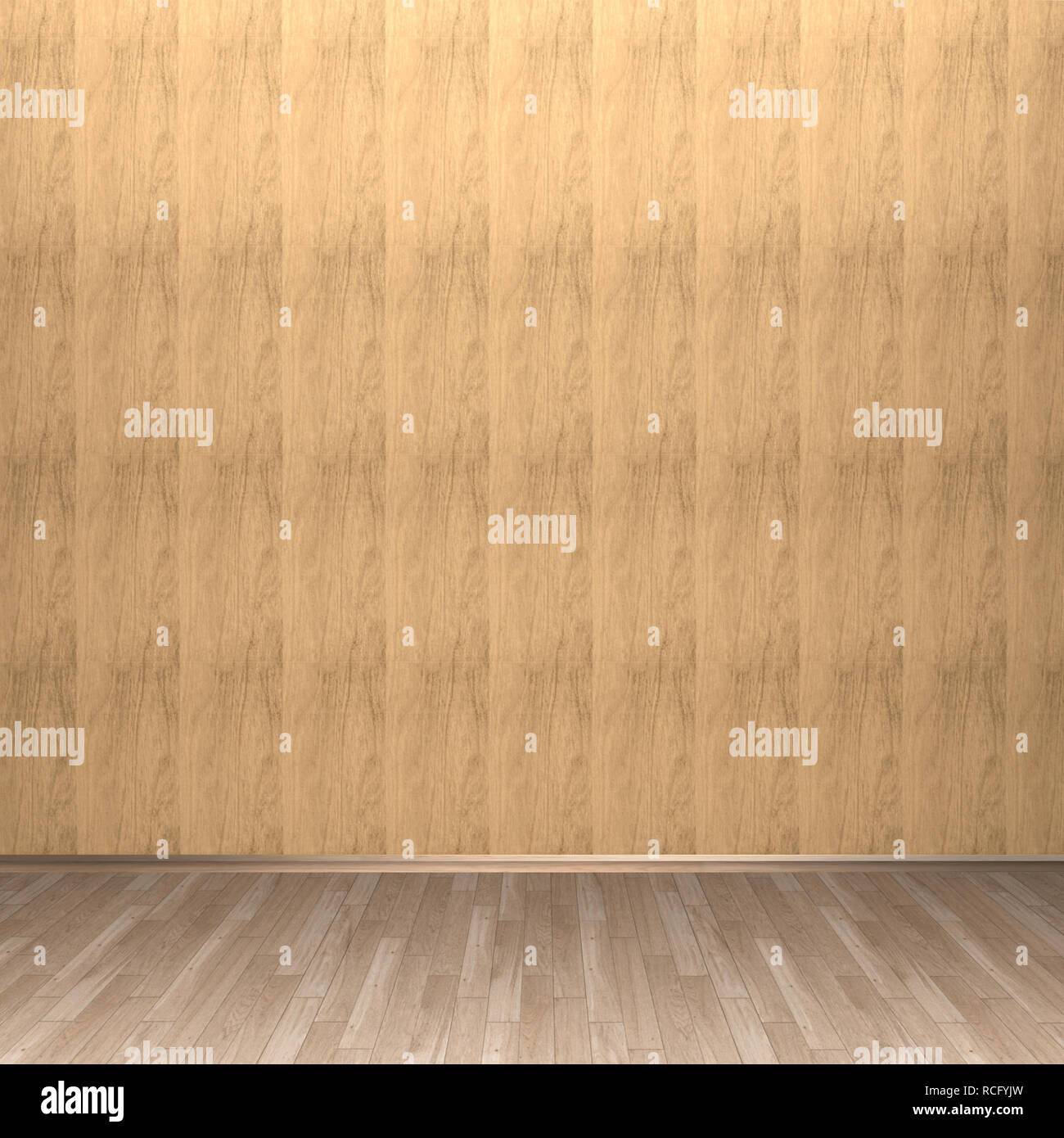 3d interior rendering of brown wooden wall and brown wooden parquet ...