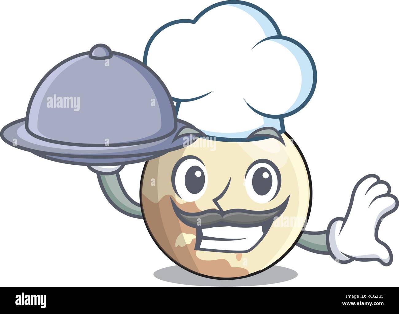 Chef with food Pluto cartoon planet above the sky Stock Vector Image ...