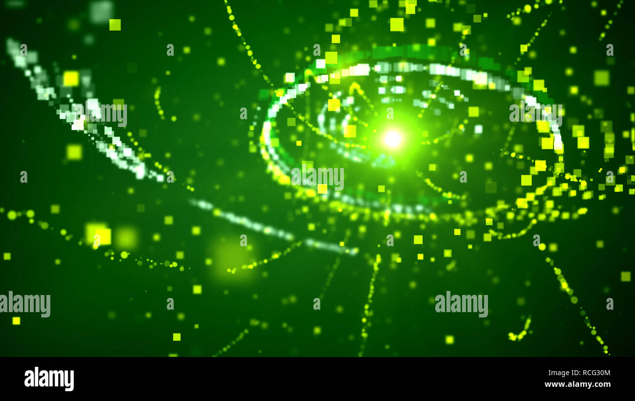 Impressive 3d illustration of a space sphere with many yellow and white ...