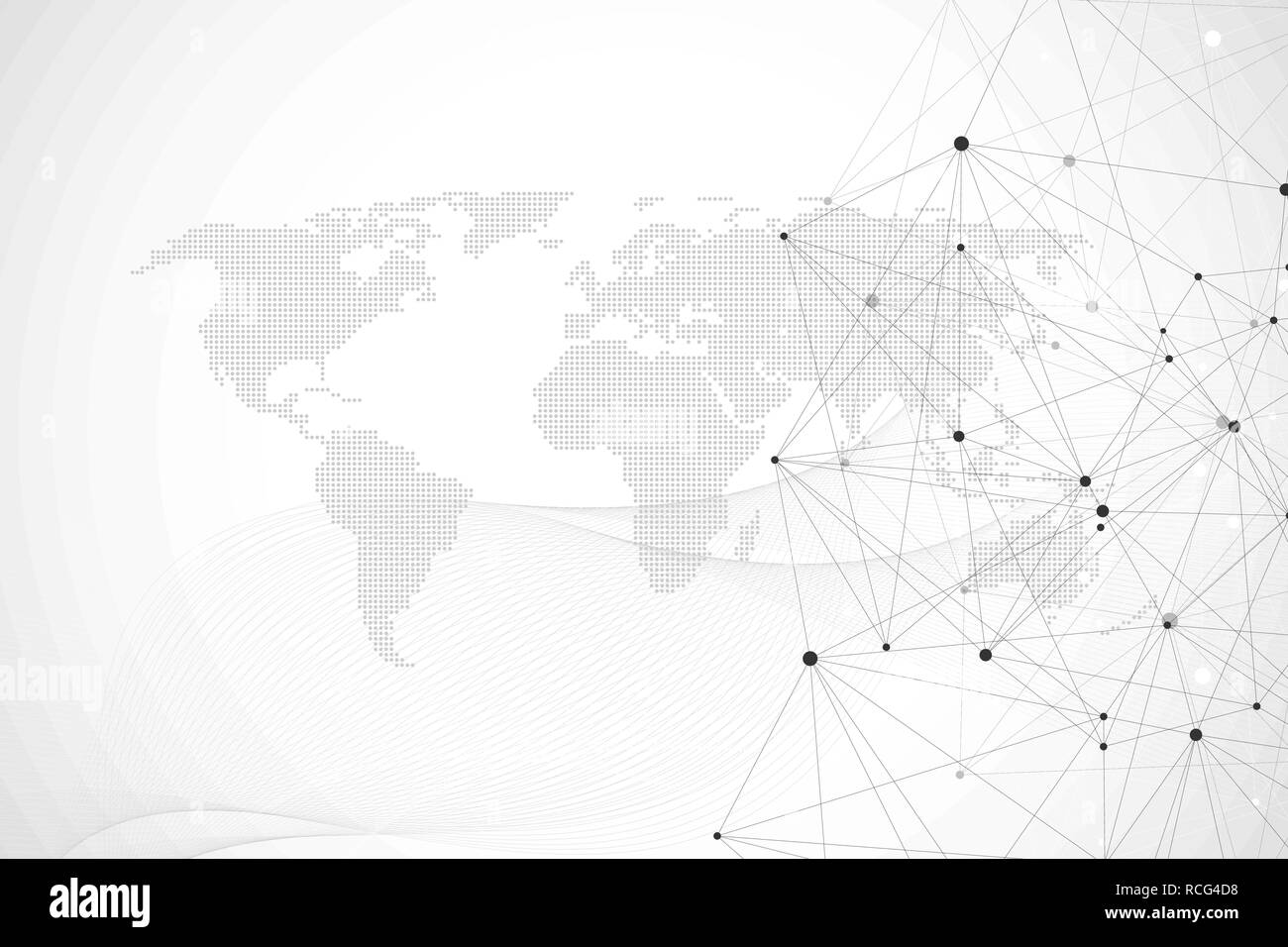 Networking connect technology abstract concept. Global network connections with points and lines ...