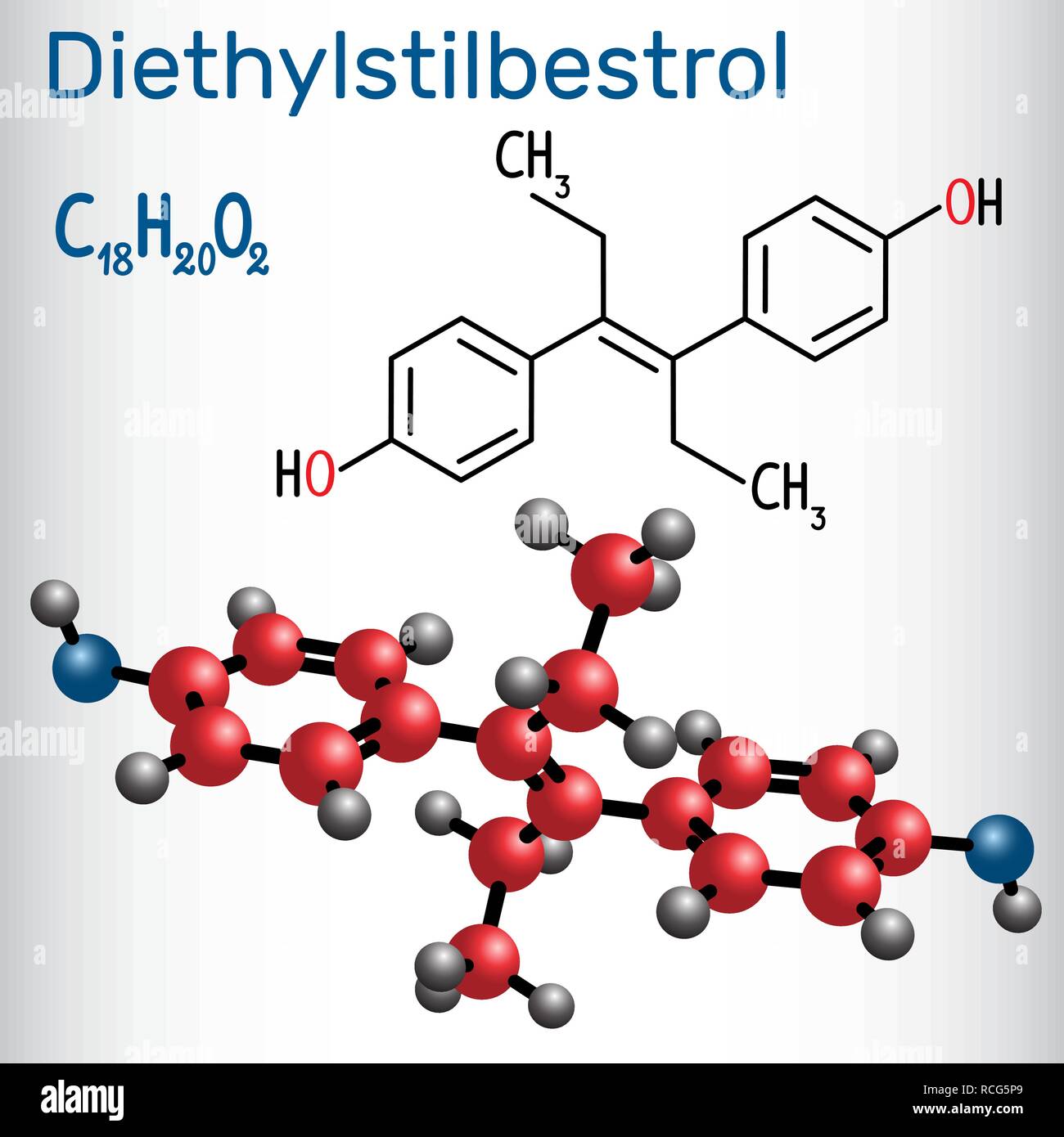 Diethylstilbestrol (DES) - structural chemical formula and molecule ...