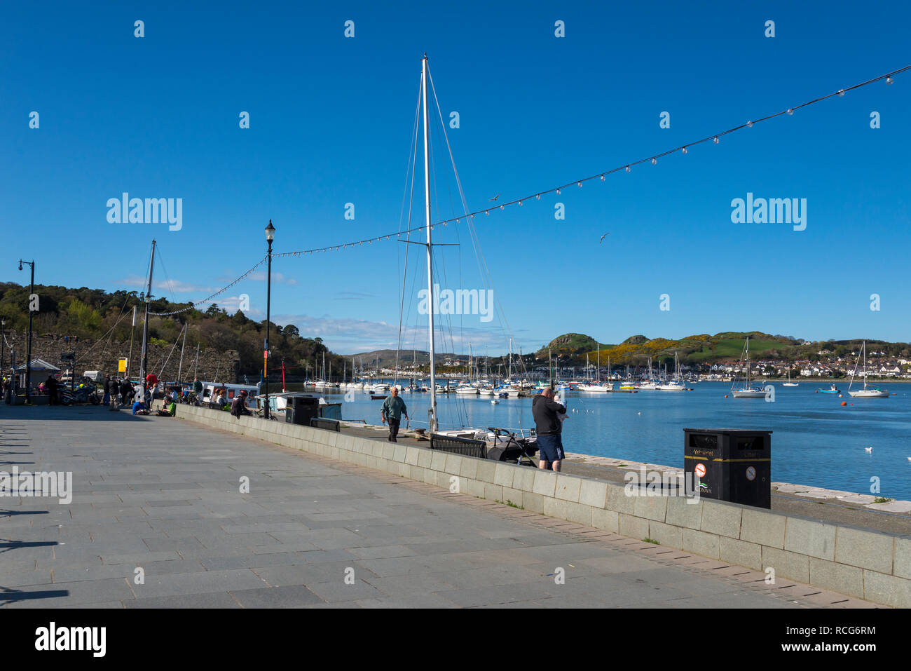 A beautiful sunny spring day at Conwy harbour on the coast of North ...
