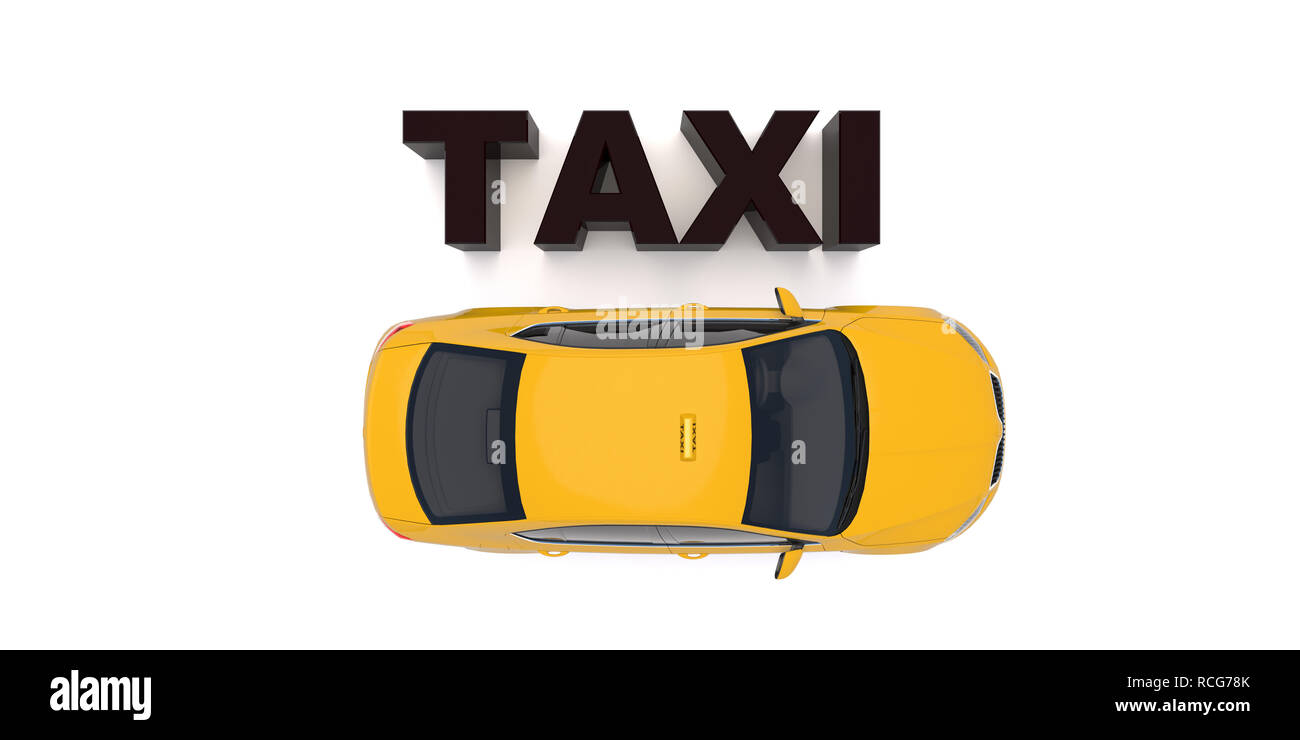 Taxi car top down view. For taxi service app, transport company ad ...